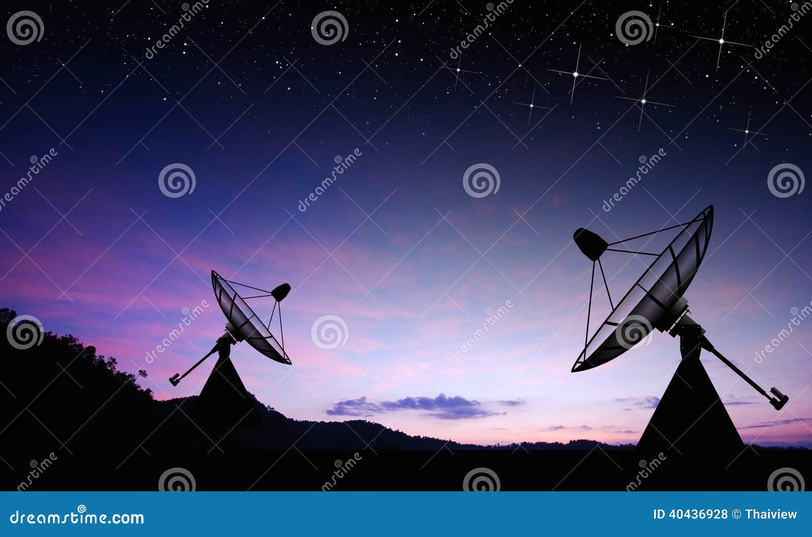 Satellite Dish Receiver Stand On The Rooftop Of The Building Stock ...