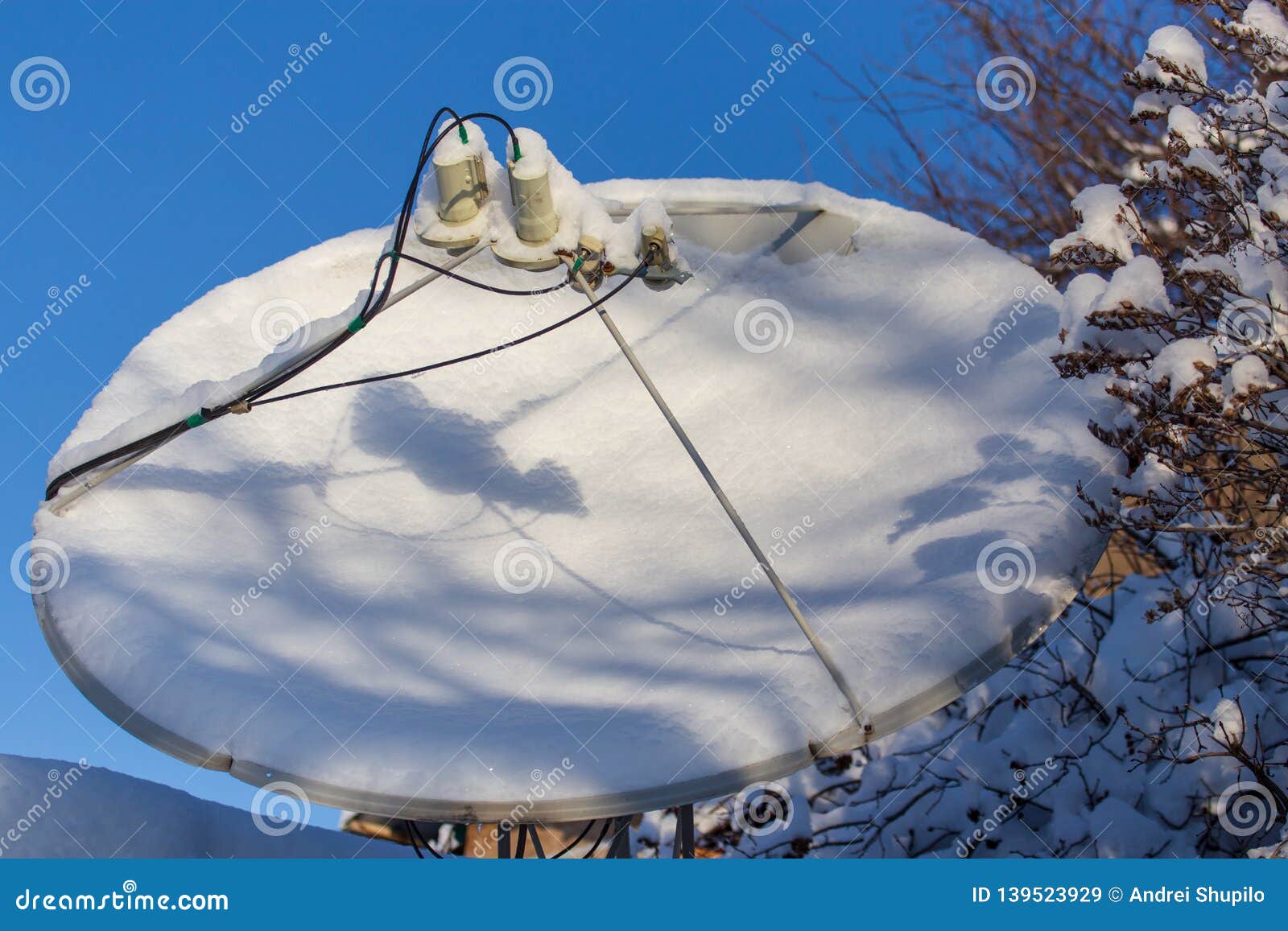 Satellite Dish in the Snow in Winter Stock Image - Image of mountain ...