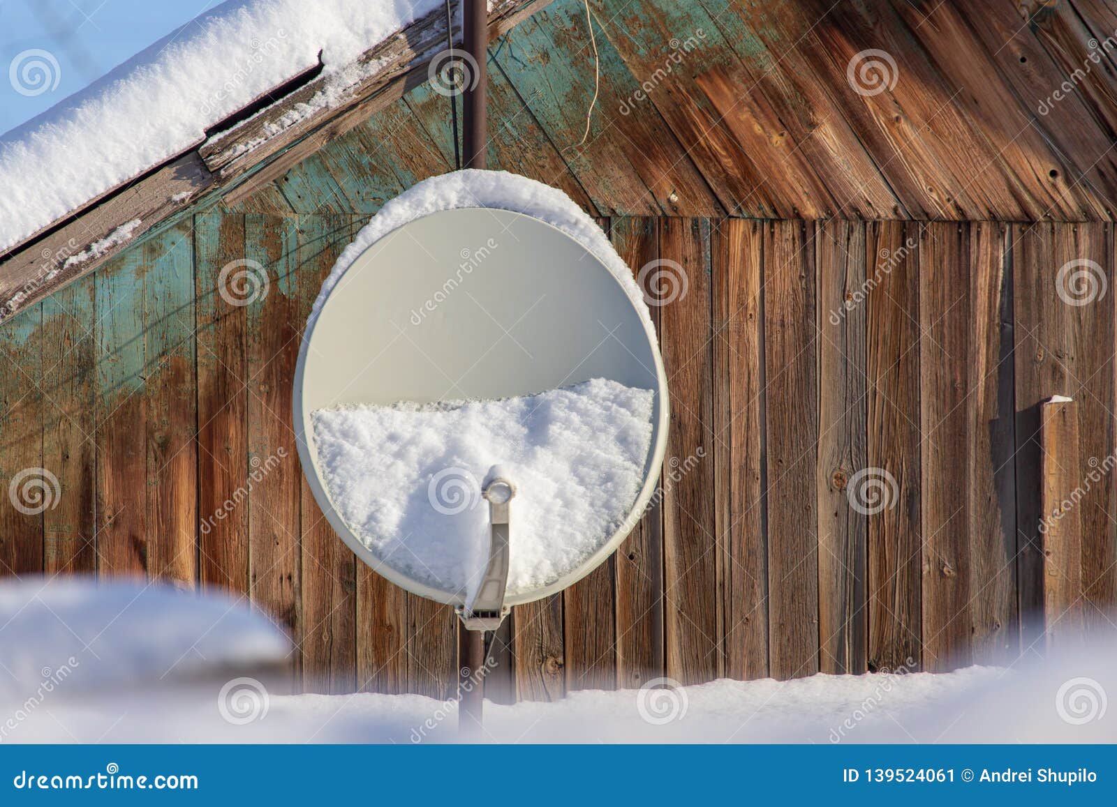 Satellite Dish in the Snow in Winter Stock Image - Image of nature ...
