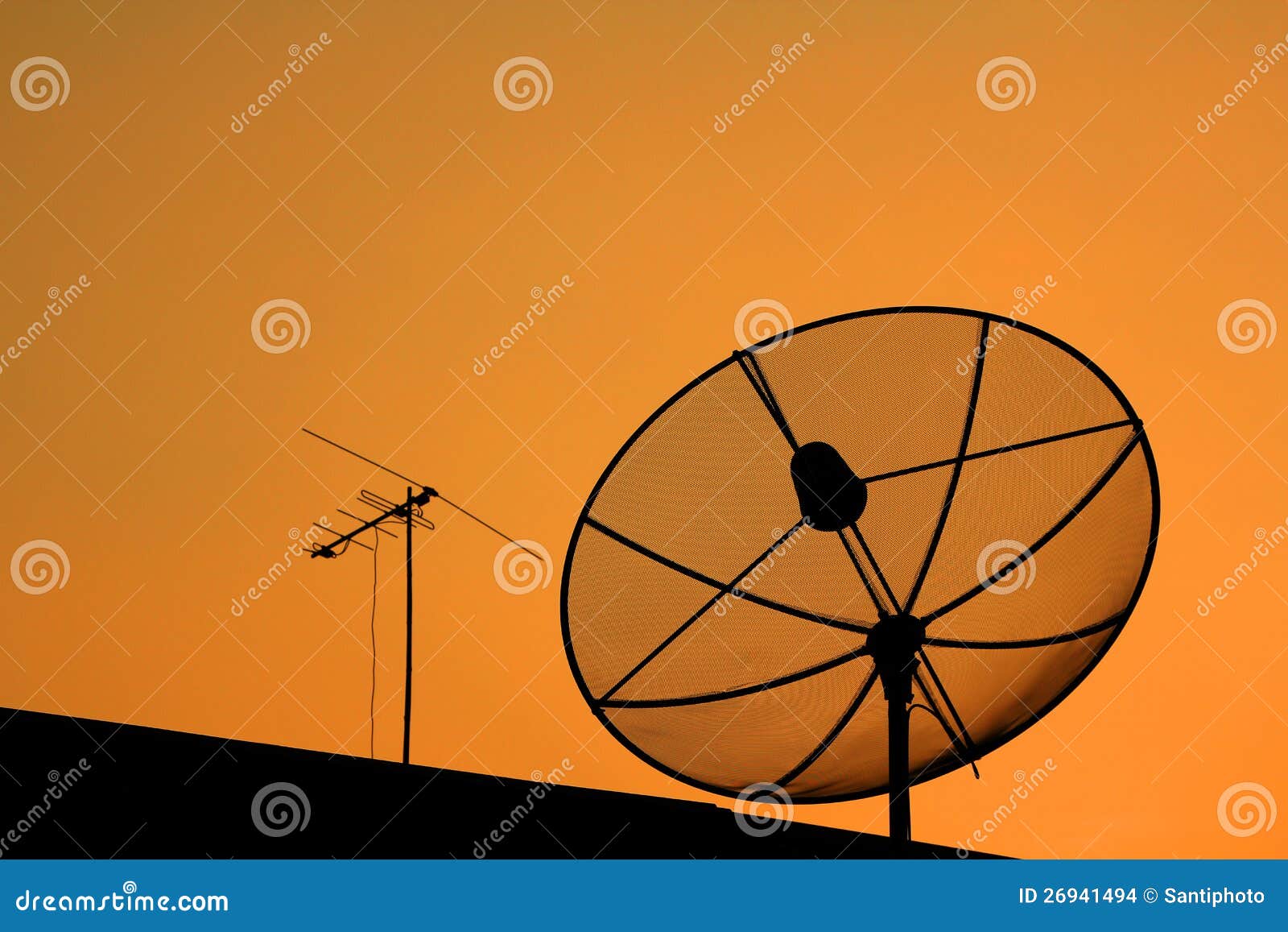 Satellite dish in sunset stock photo. Image of reception - 26941494