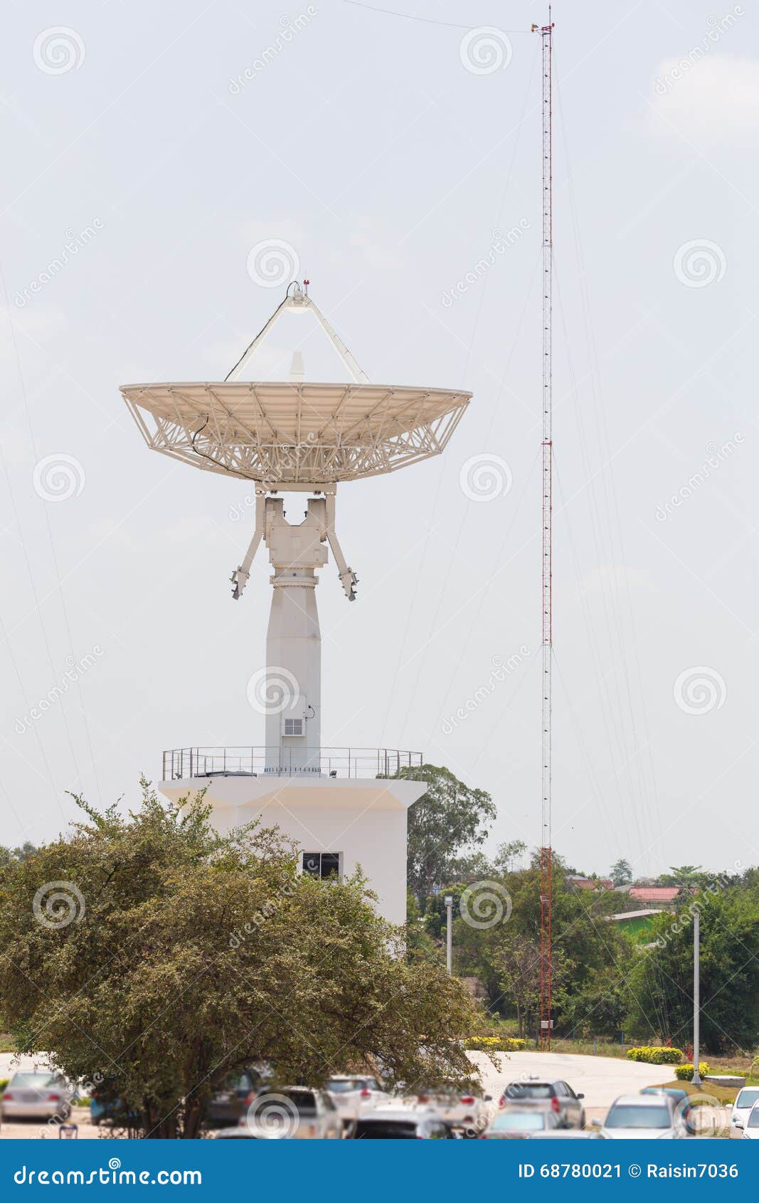 Satellite dish tower. stock image. Image of station, tall - 68780021