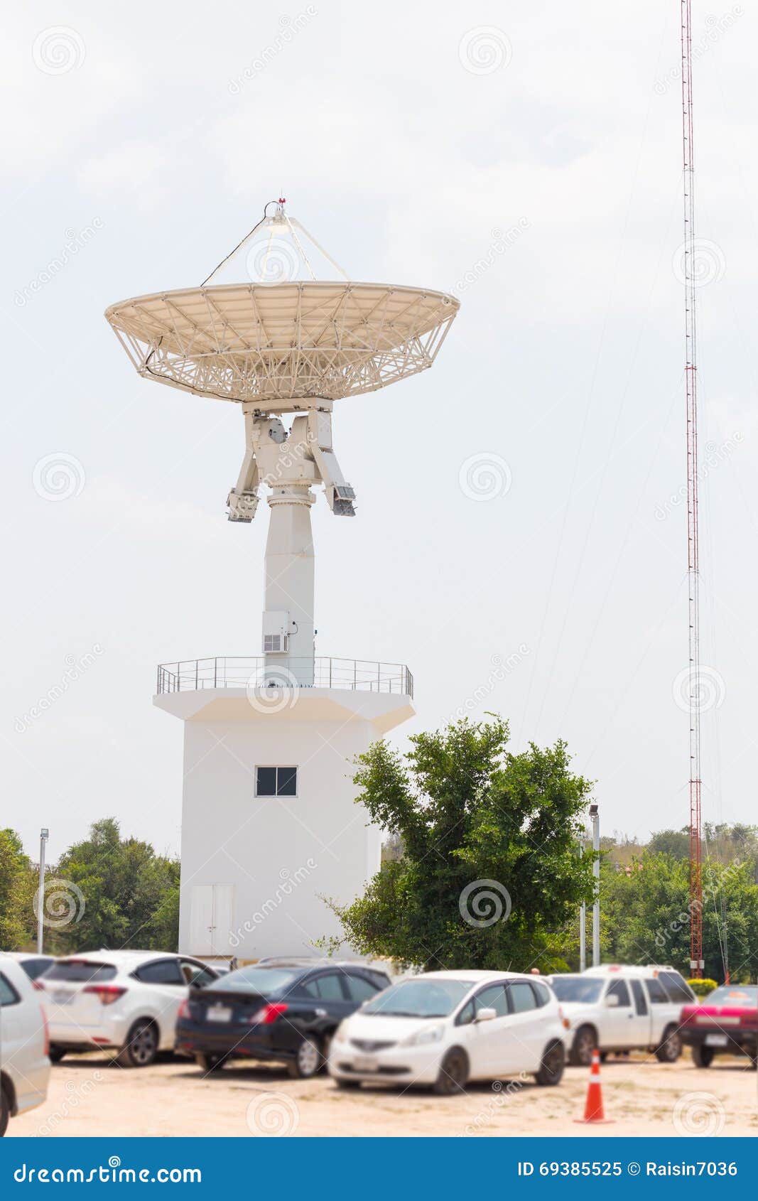 Satellite dish tower. stock image. Image of astronomy - 69385525