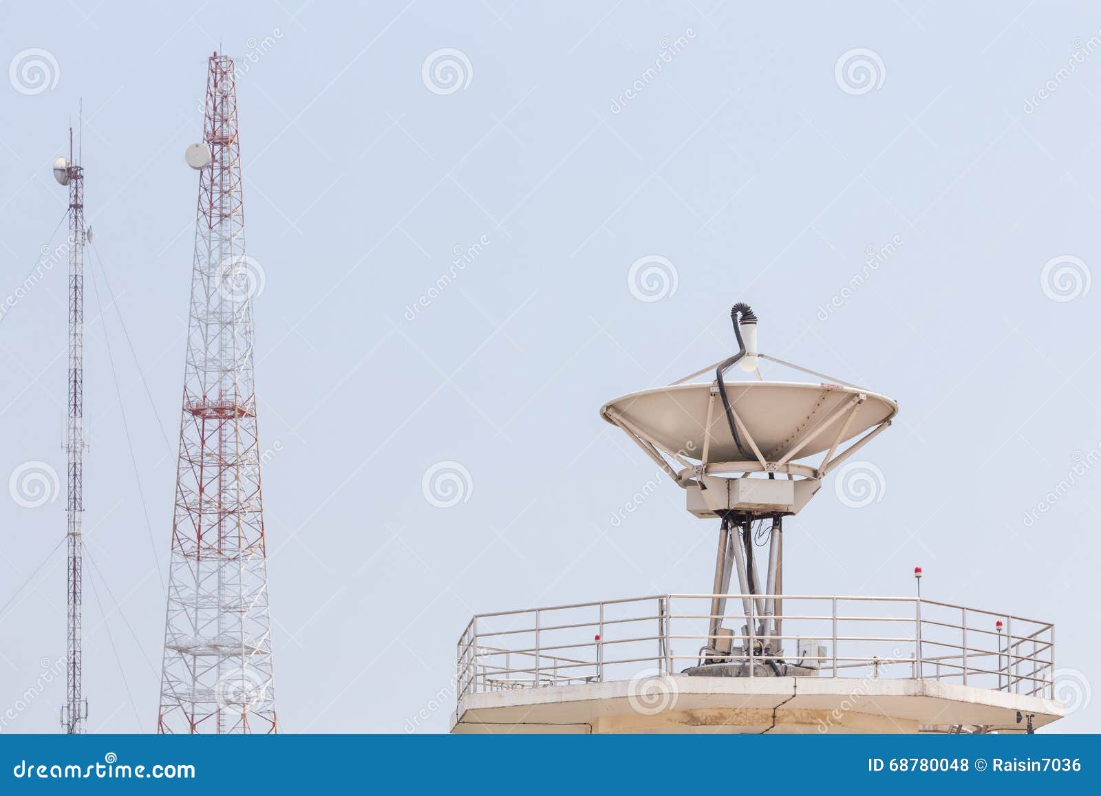 Satellite dish tower. stock photo. Image of large, communication - 68780048