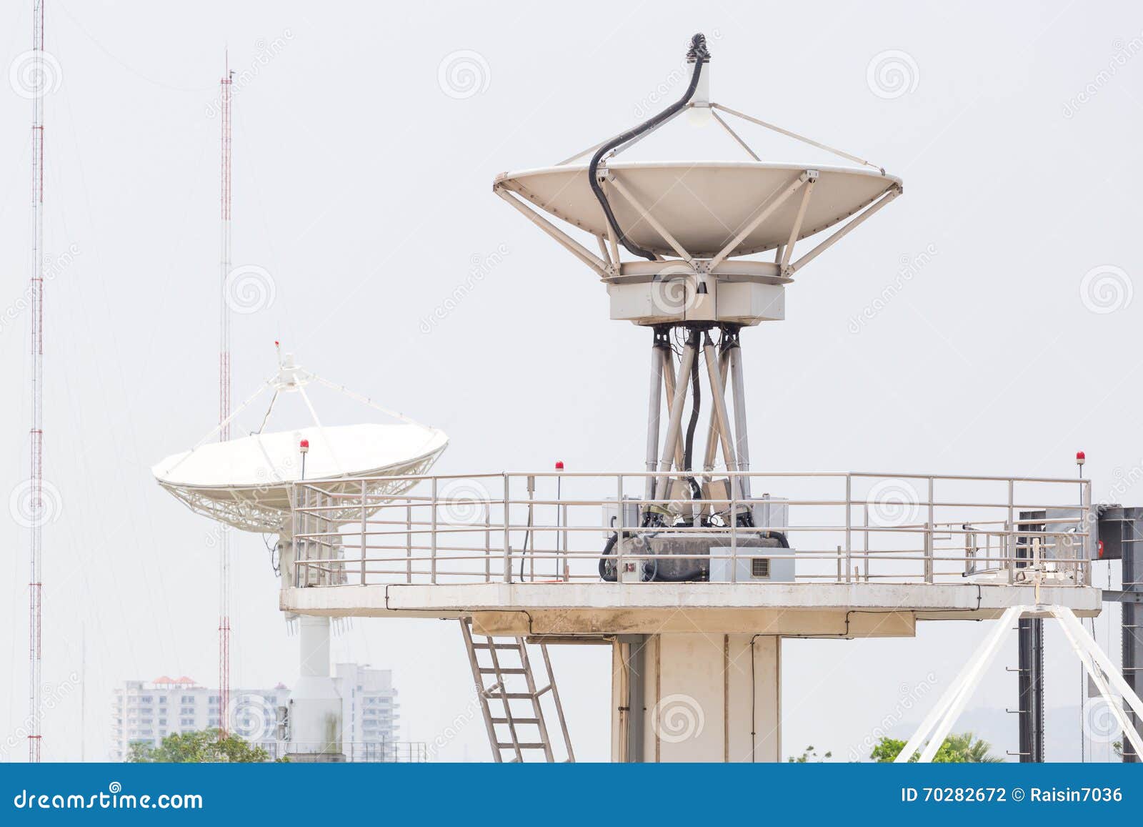 Satellite dish tower. stock photo. Image of technology - 70282672
