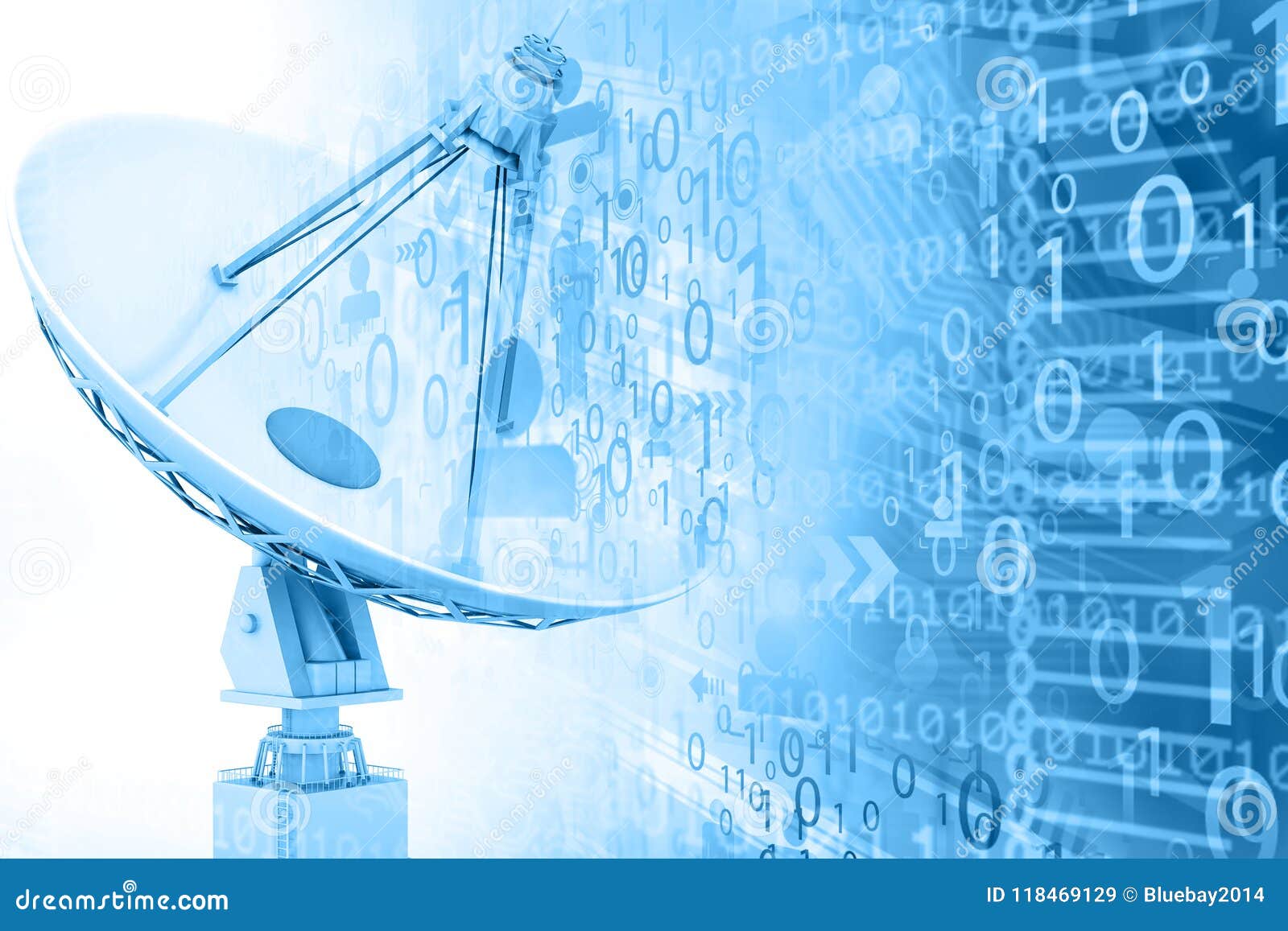 Satellite Dish Transmission Data Stock Illustration - Illustration of ...