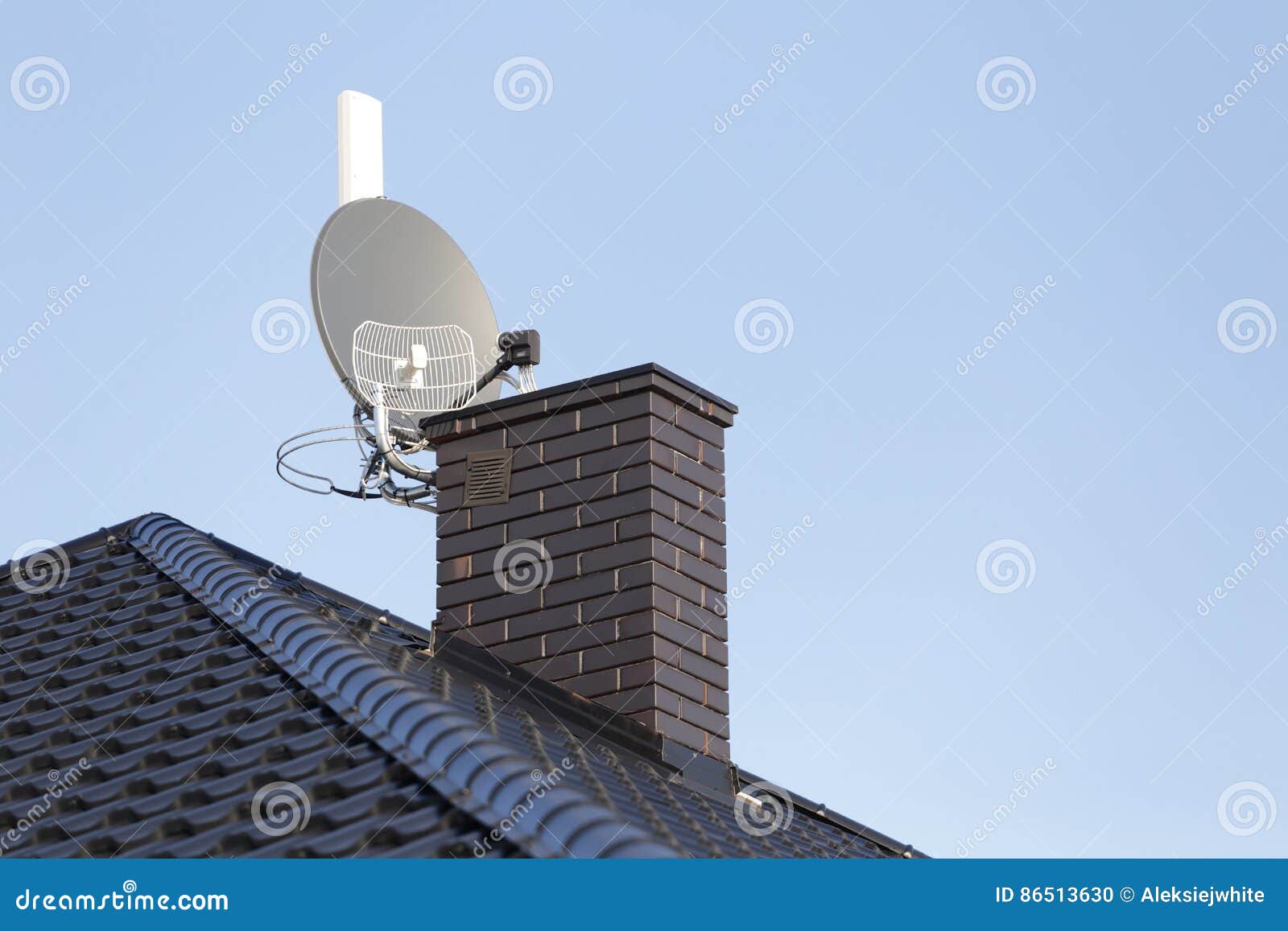 Satellite Dish And Tv, Radio And Wireless Internet Stock Photo ...