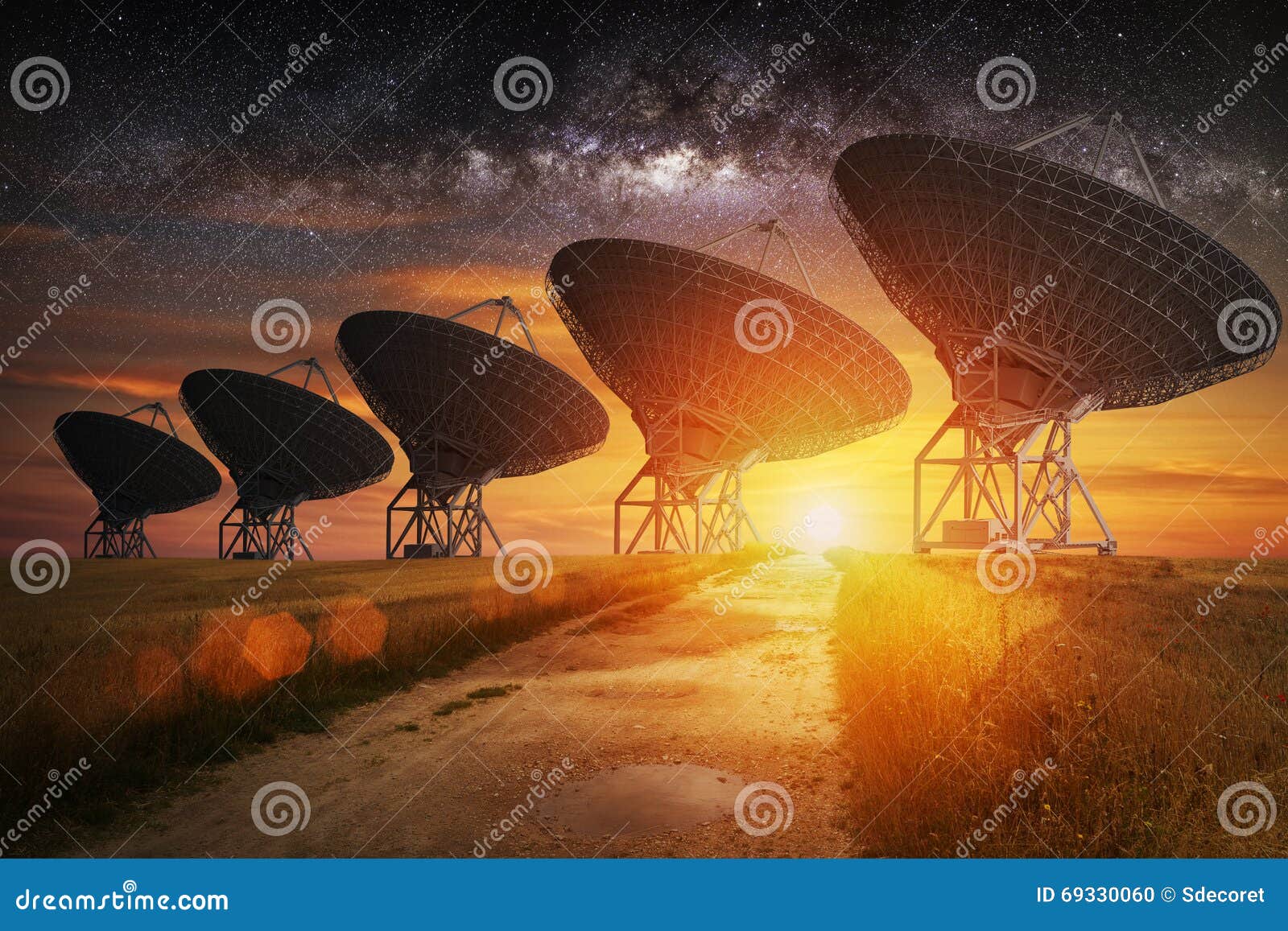 Satellite Dish View at Night Stock Illustration - Illustration of ...