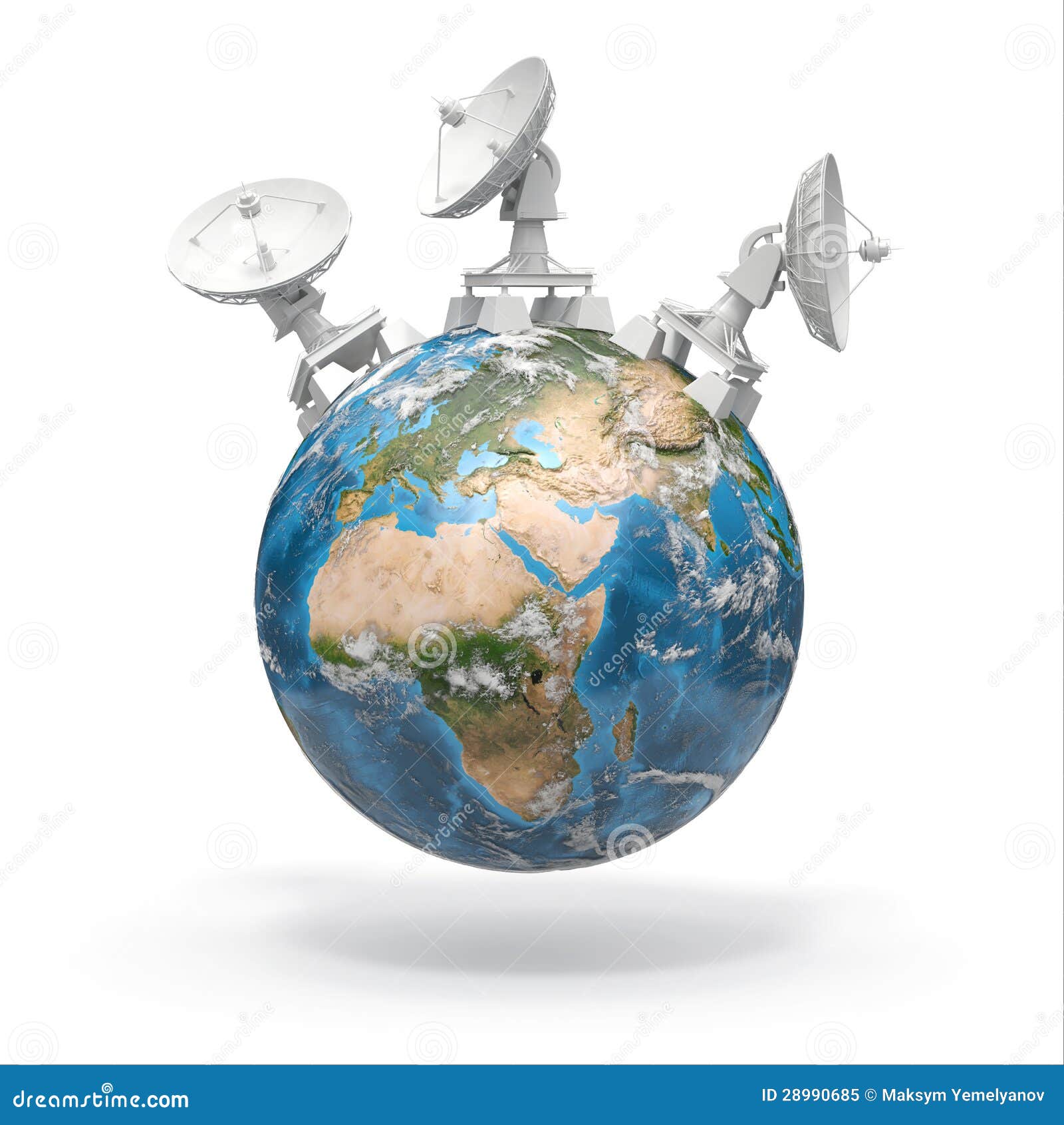 Satellite Dishes on Earth. 3d Stock Illustration - Illustration of ...