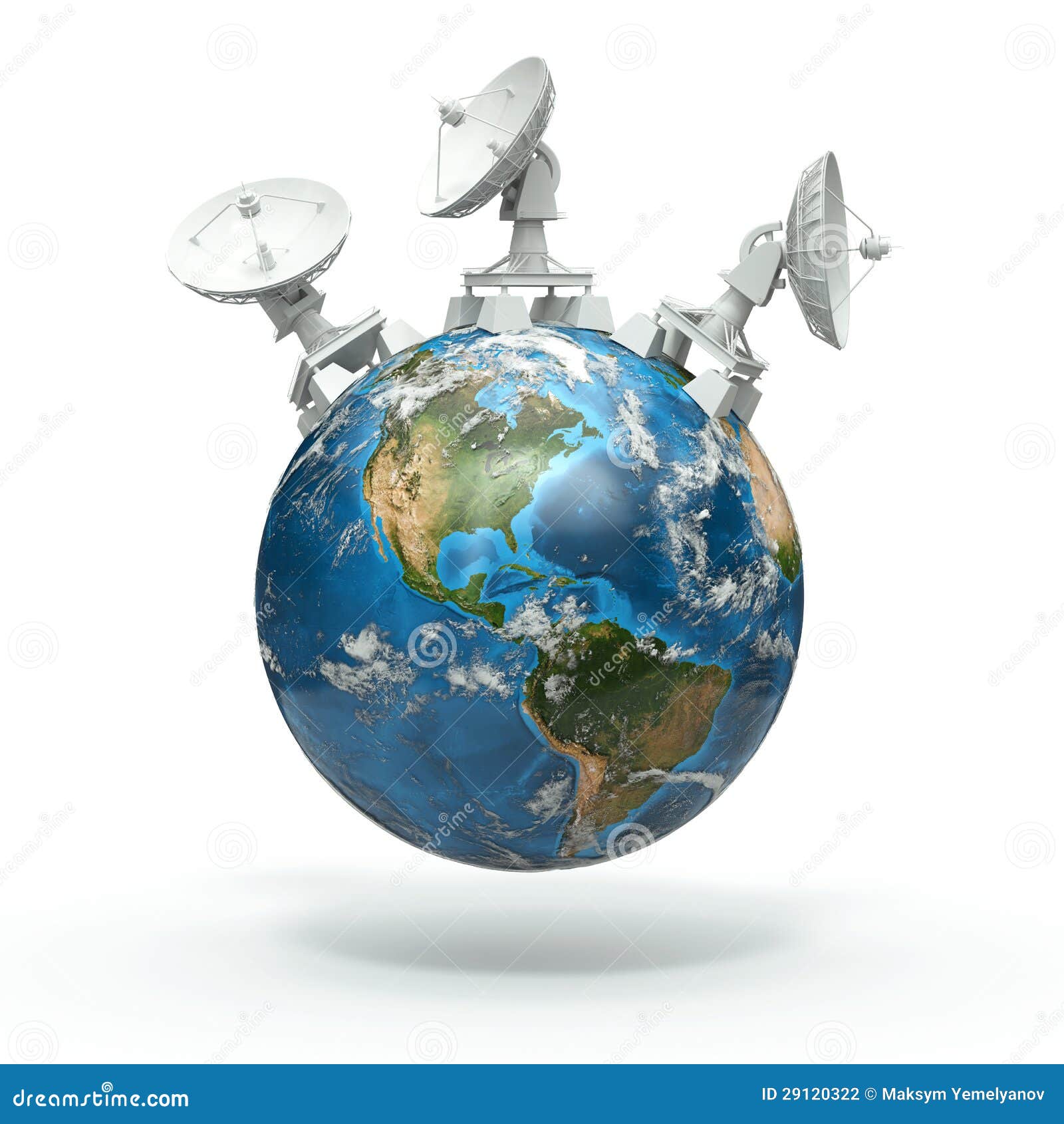 Satellite Dishes on Earth. 3d Stock Illustration - Illustration of ...