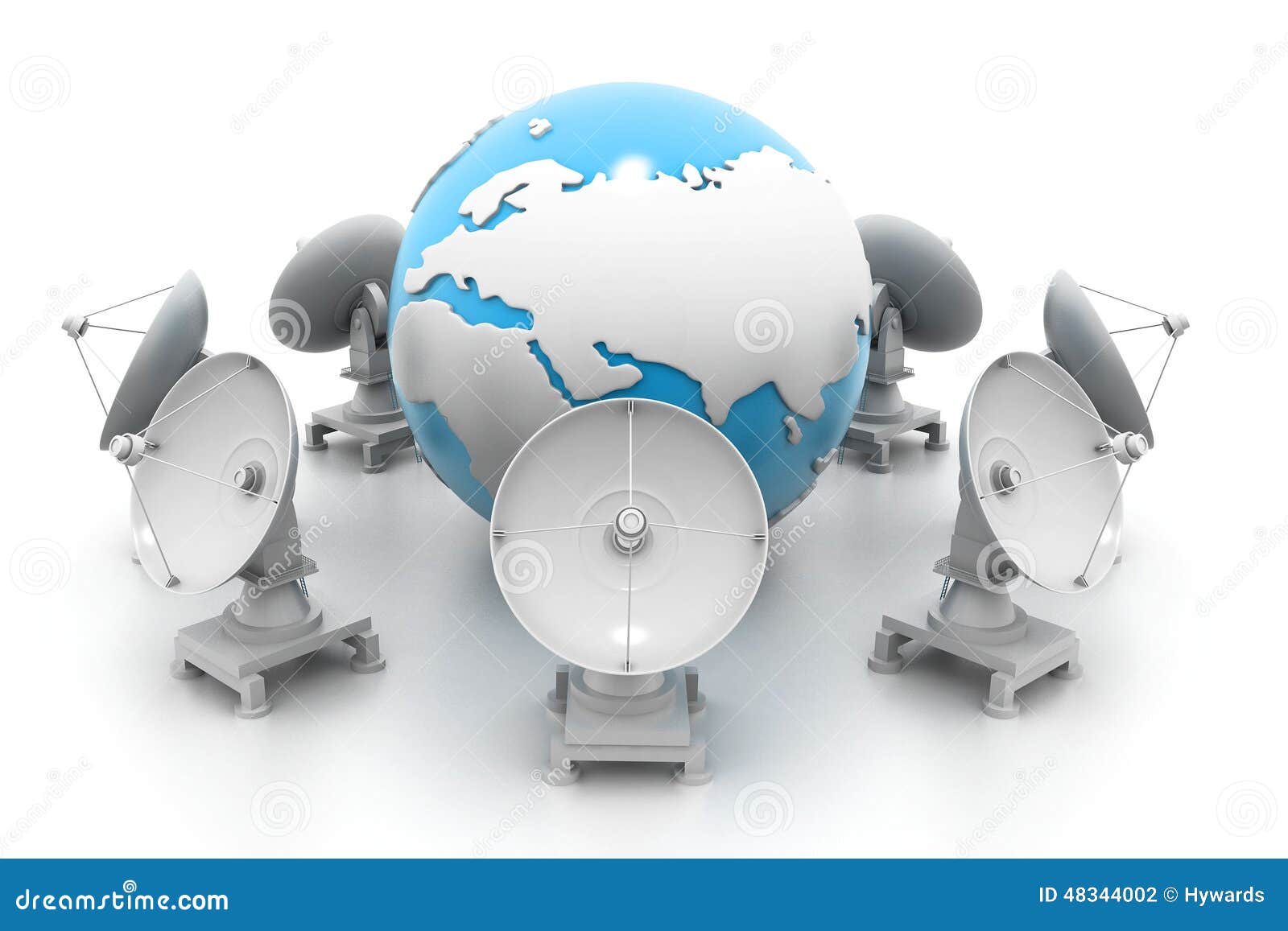 Satellite dishes and earth stock illustration. Illustration of radio ...