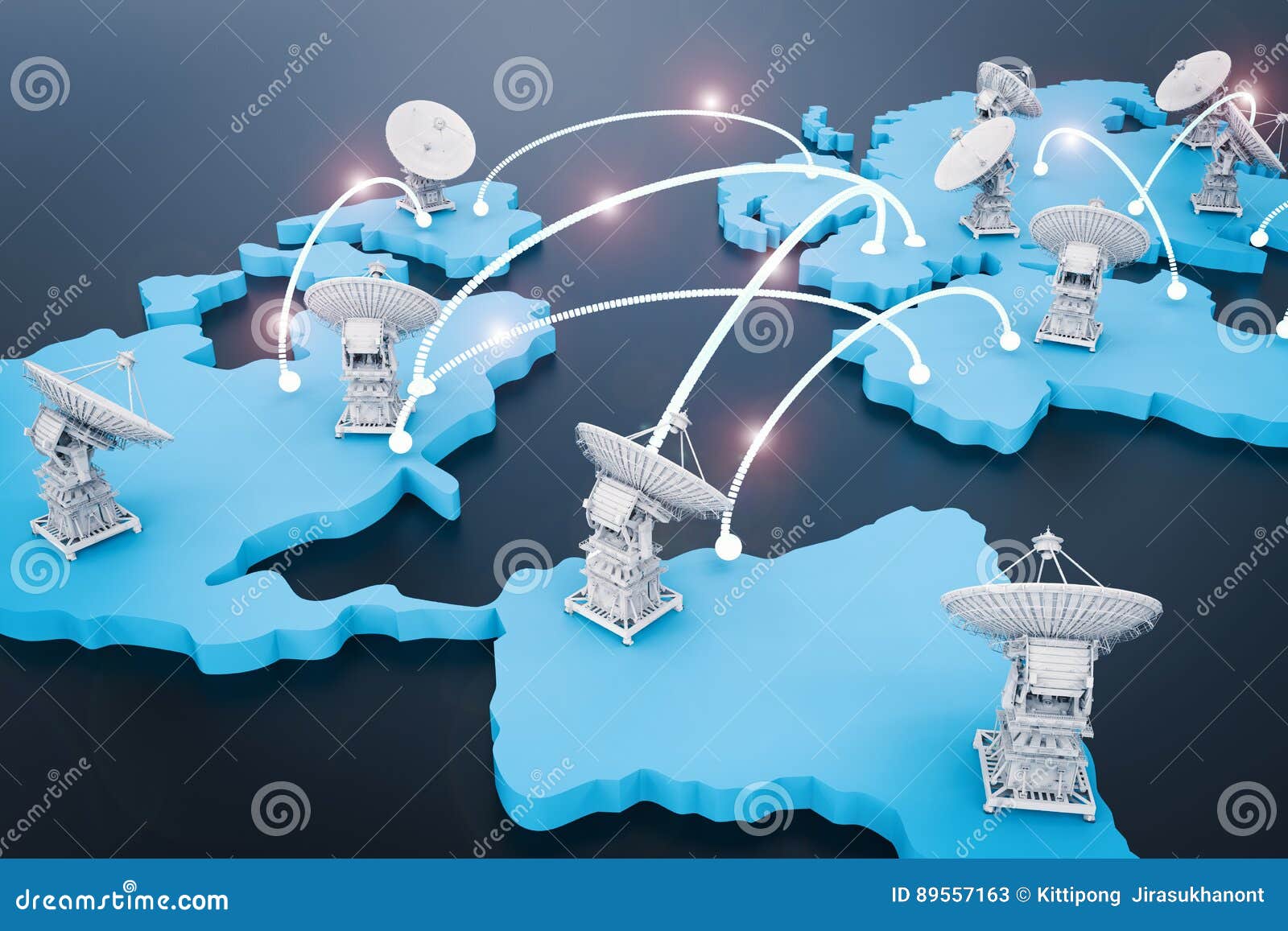 Satellite Dishes for Global Communication Stock Illustration ...