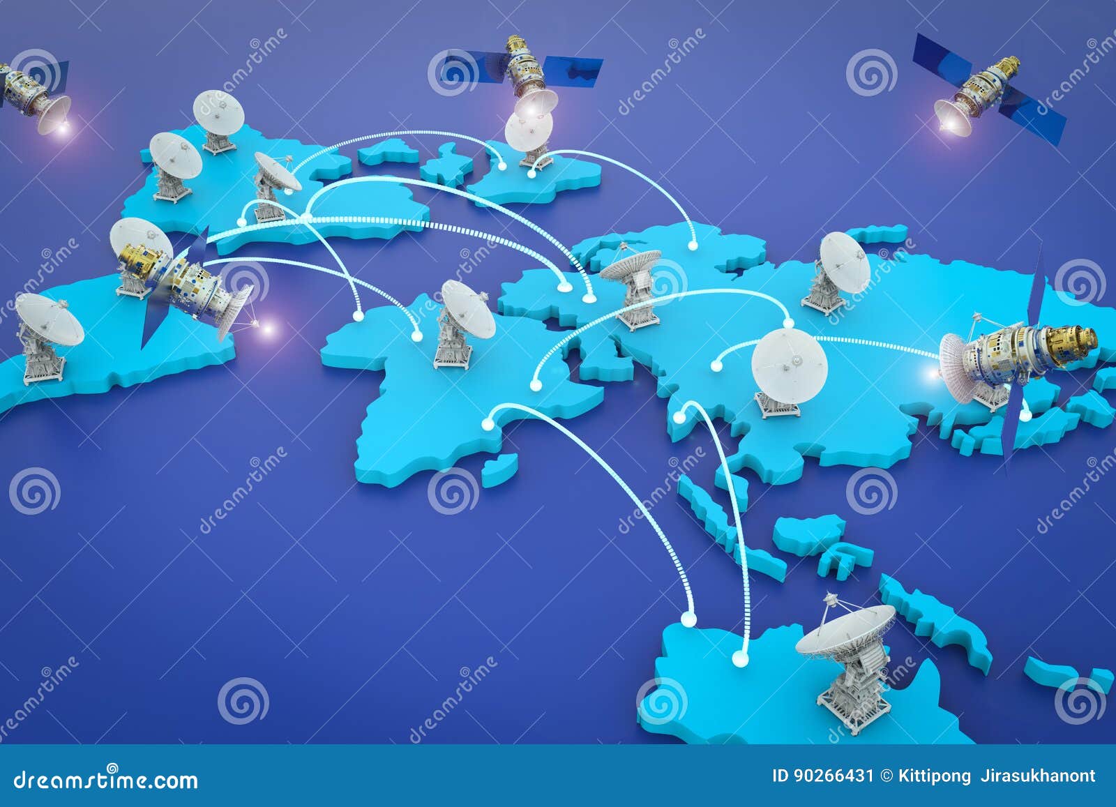 Satellite Dishes for Global Communication Stock Illustration ...