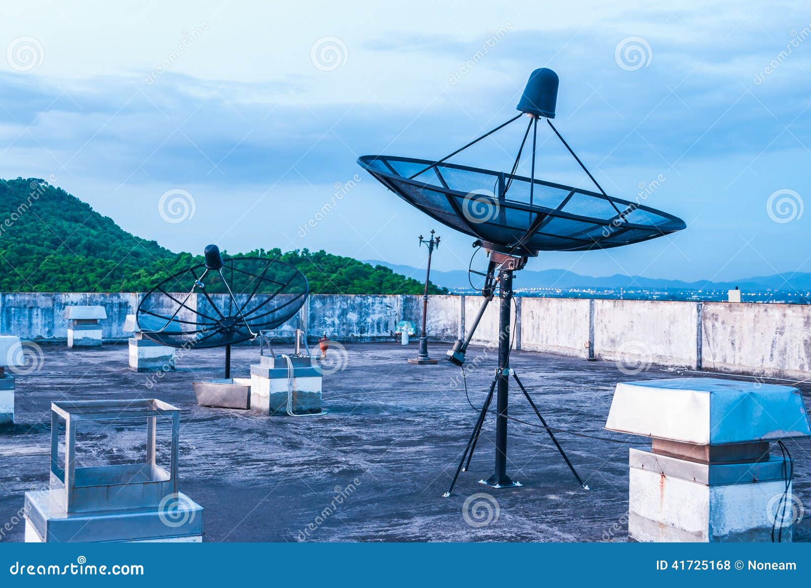 Satellite Dishes on the Rooftop Stock Photo - Image of radar, parabolic ...