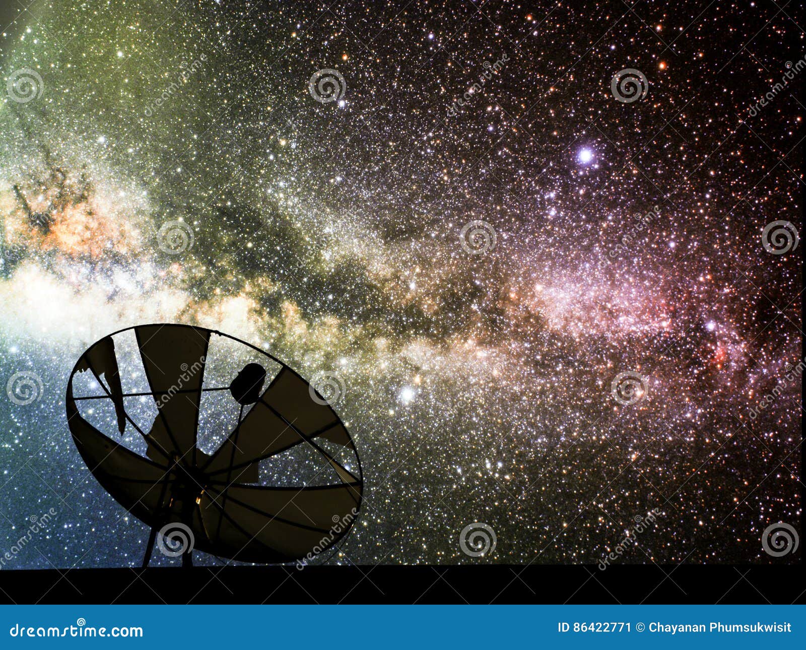 Satellite Disk Break Milky Way Galaxy on Night Sky Stock Image - Image ...