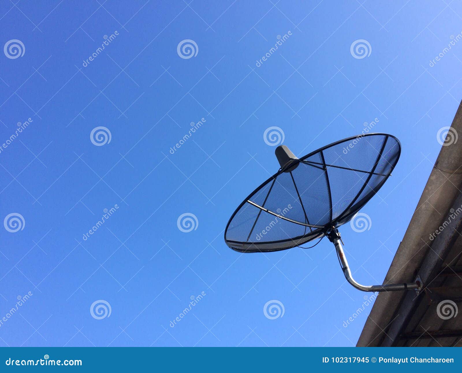 Satellite disk on roof stock image. Image of energy - 102317945