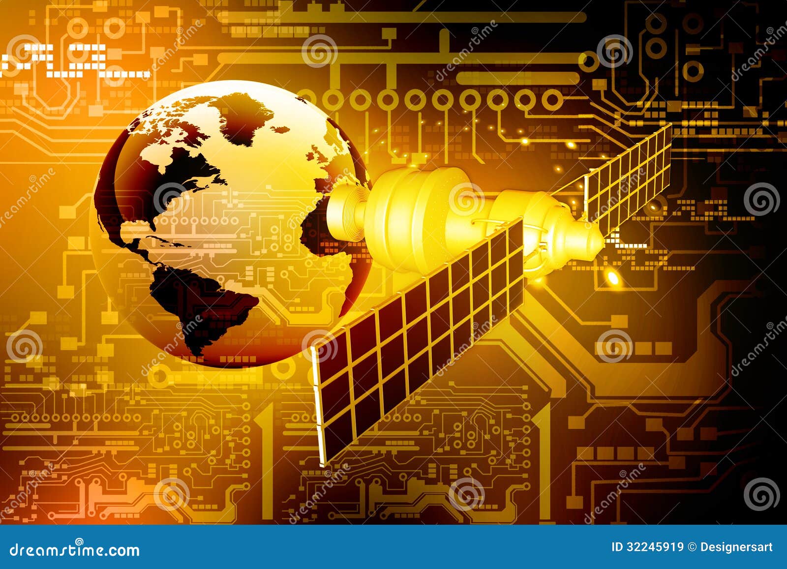 Satellite at the Earth Orbit Stock Illustration - Illustration of ...