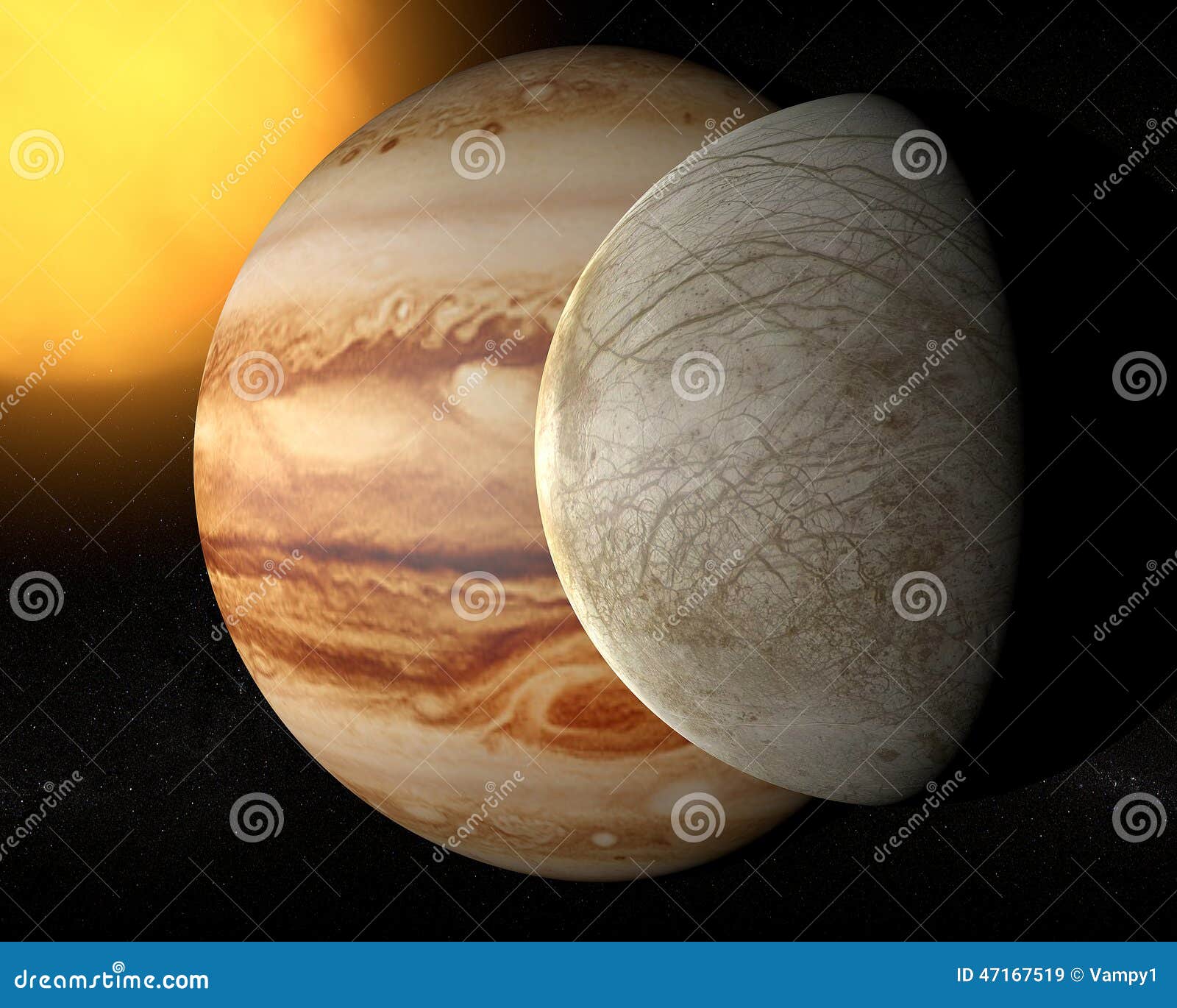 Europa, Moon Of The Planet Jupiter In Front Of The Milky Way Galaxy ...