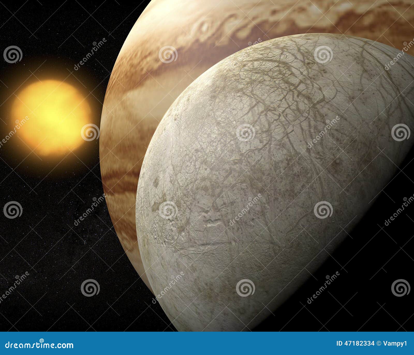 Europa, Moon Of The Planet Jupiter In Front Of The Milky Way Galaxy ...