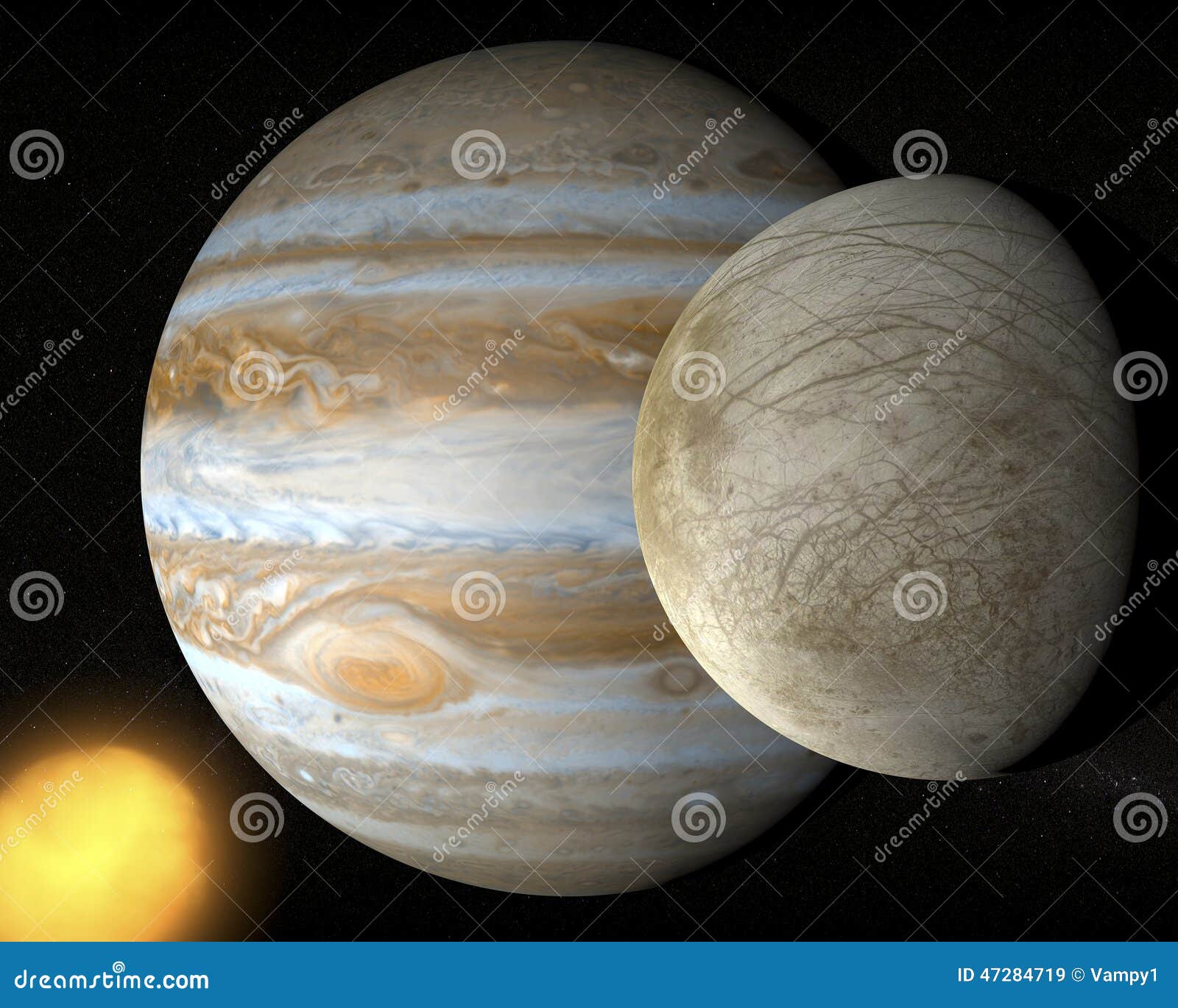 Europa, Moon Of The Planet Jupiter In Front Of The Milky Way Galaxy ...