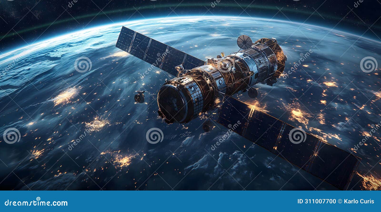 A Satellite Floating in Space, Communication, Scientific Research, and ...