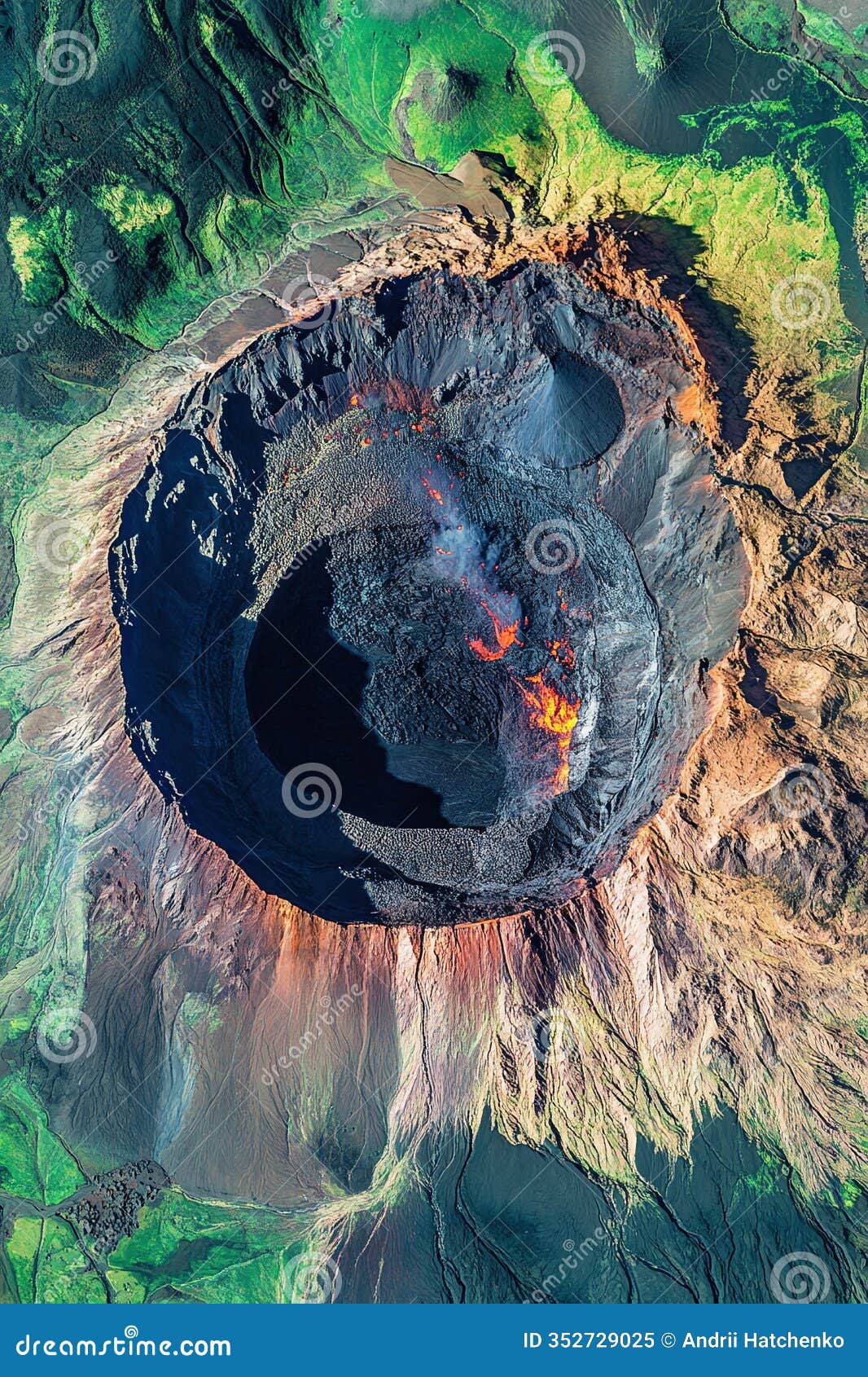 Satellite-generated GIS Map Of A Volcanic Crater With LiDAR Data ...