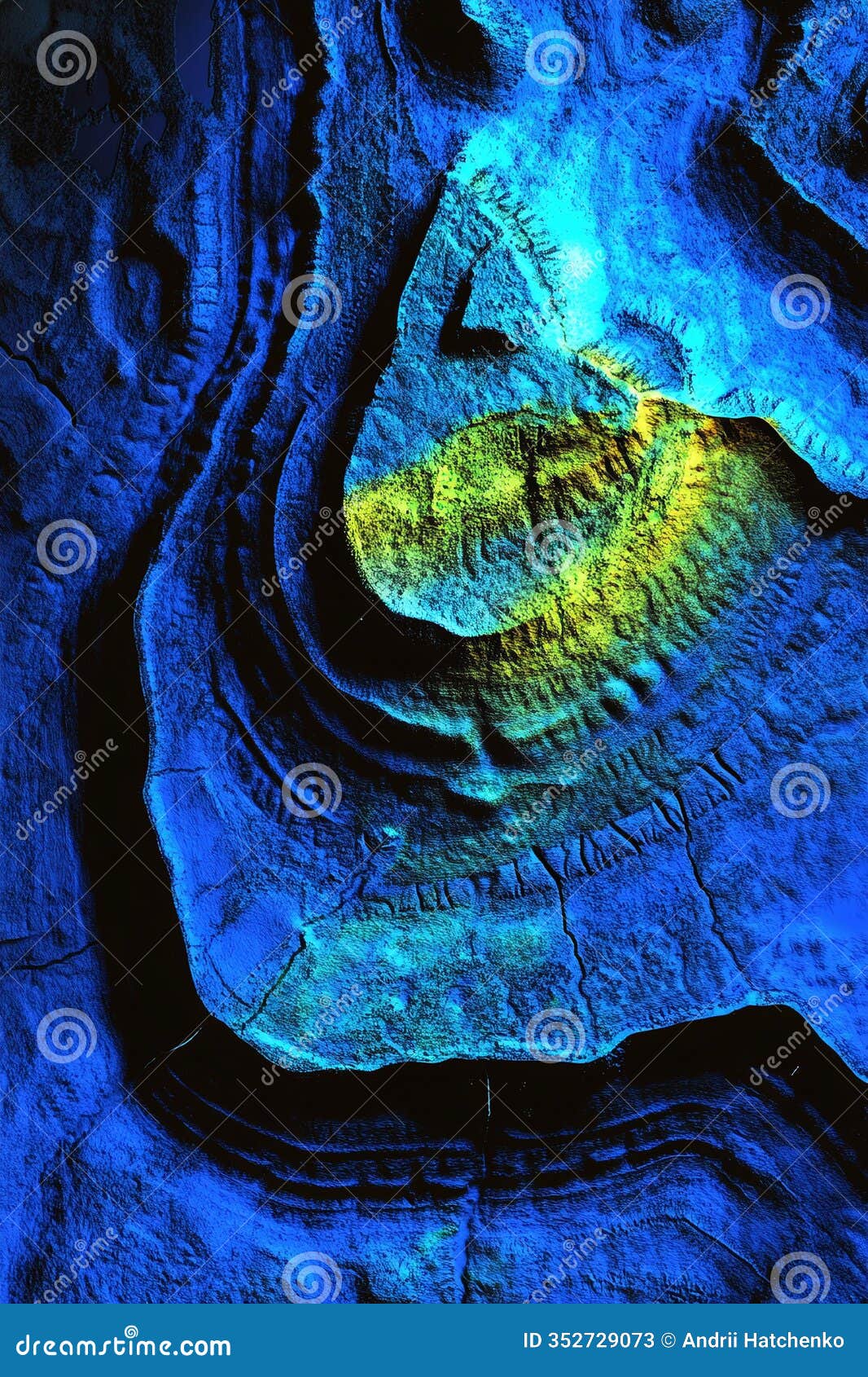 Satellite GIS Map Of A Delta System Displaying LiDAR Elevation Data ...
