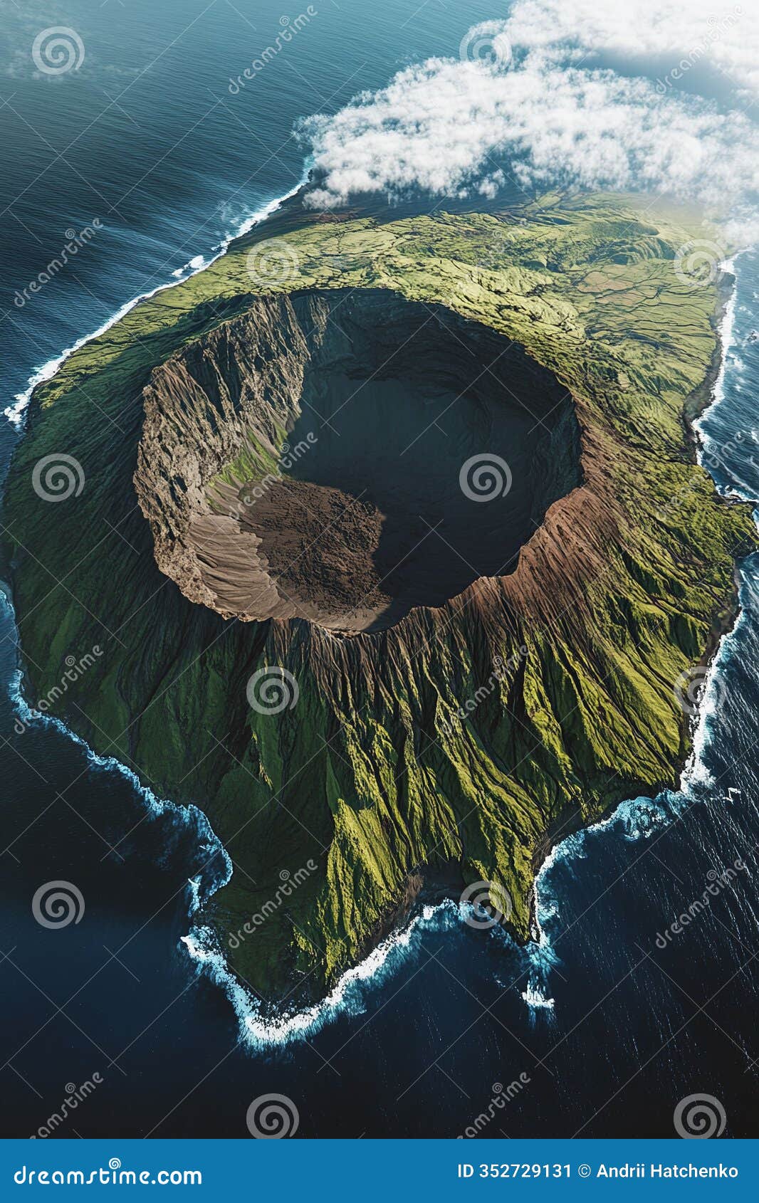 Satellite GIS Map of a Volcanic Island Showcasing Elevation Craters and ...