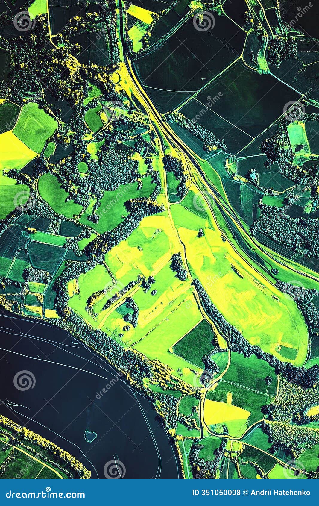Satellite GIS Visualization Of A Floodplain Showing Elevation Changes ...
