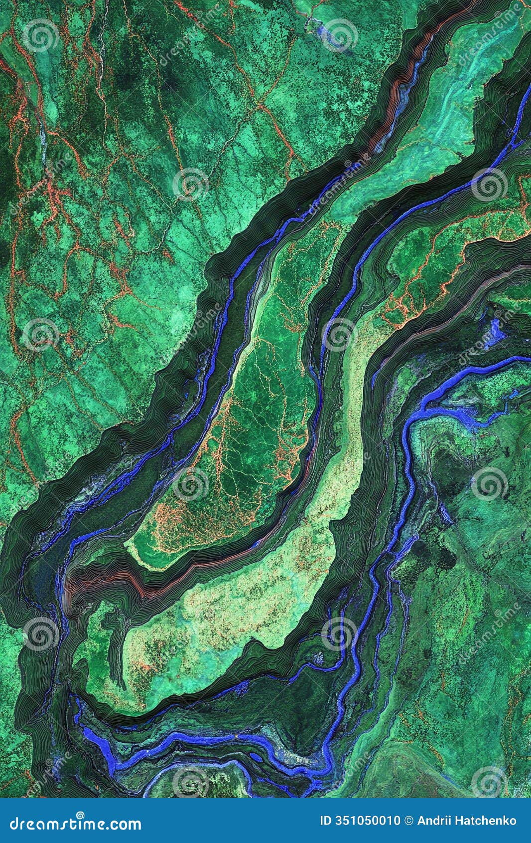 Satellite GIS Visualization Of A Floodplain Showing Elevation Changes ...