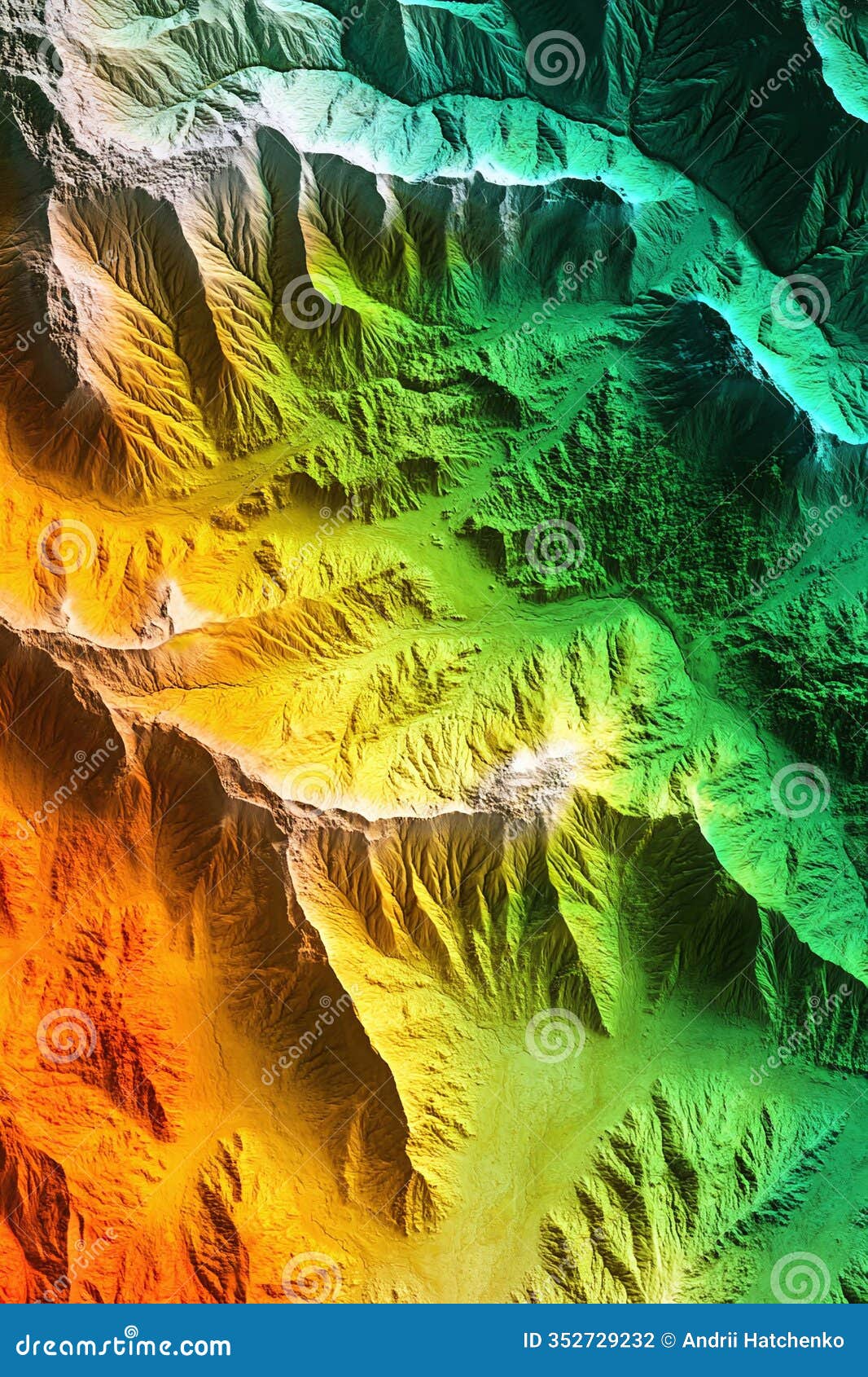 Satellite GIS Visualization Of A Floodplain Showing Elevation Changes ...