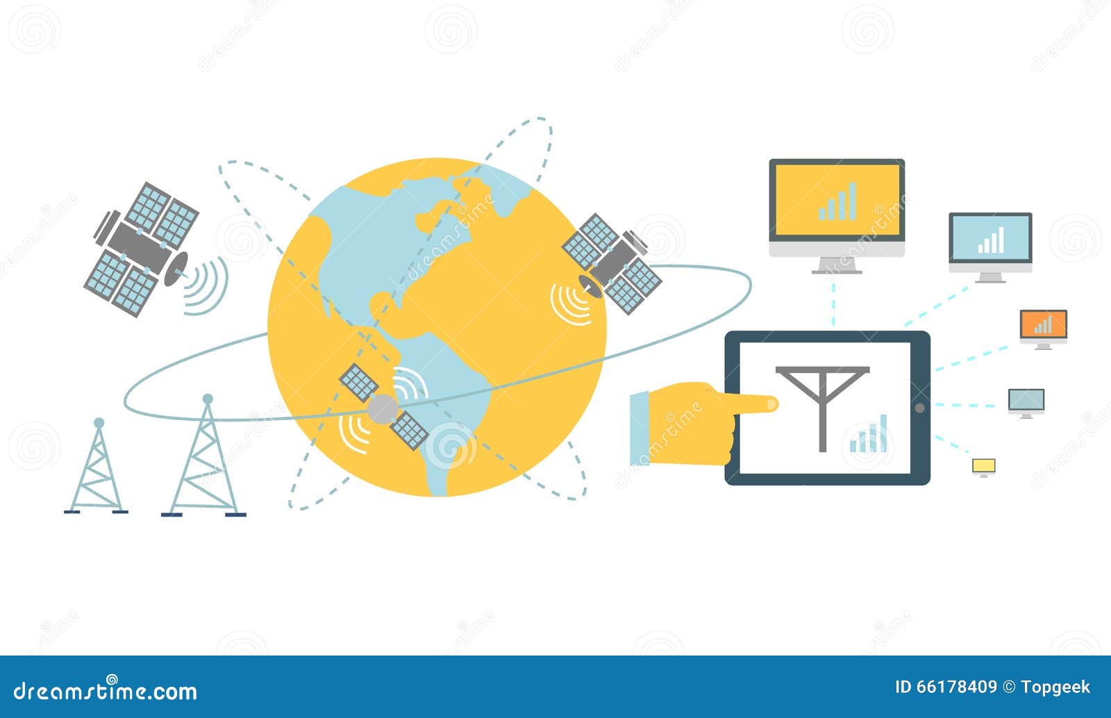 Satellite Global Network Provider Icon Flat Stock Vector - Illustration ...