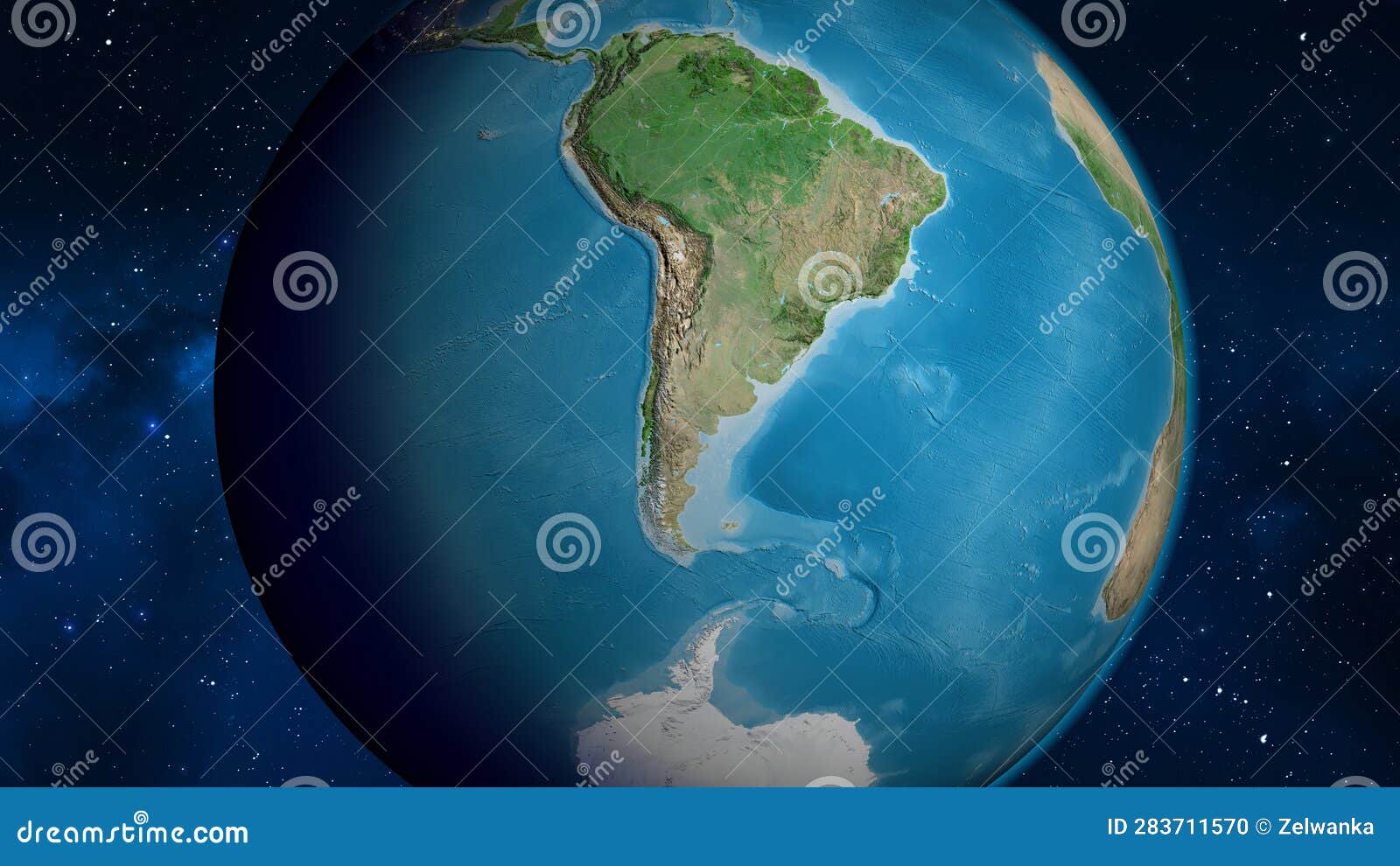 Globe Centered on Chile. Satellite Map Stock Illustration ...