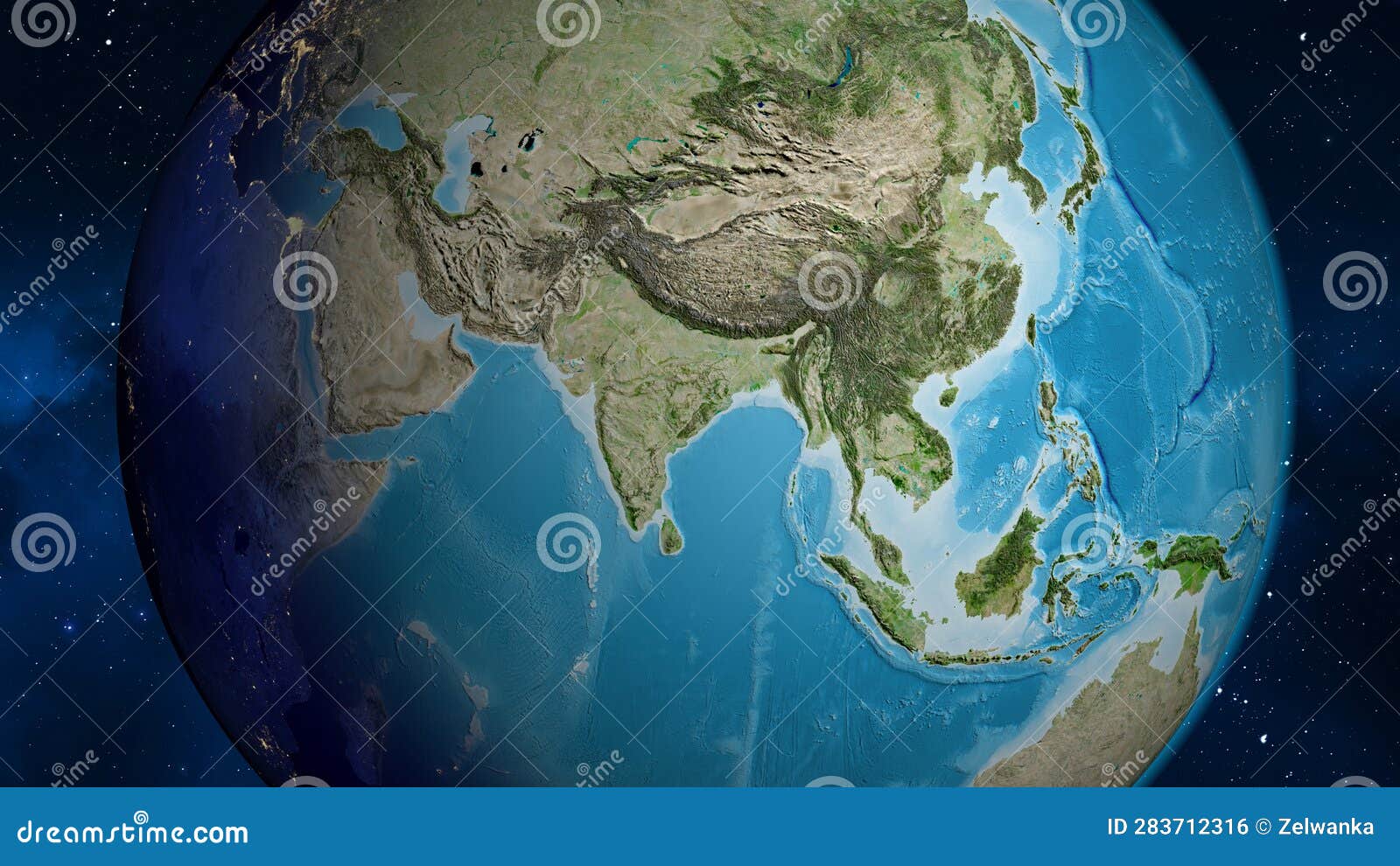 Globe Centered on India. Satellite Map Stock Illustration ...
