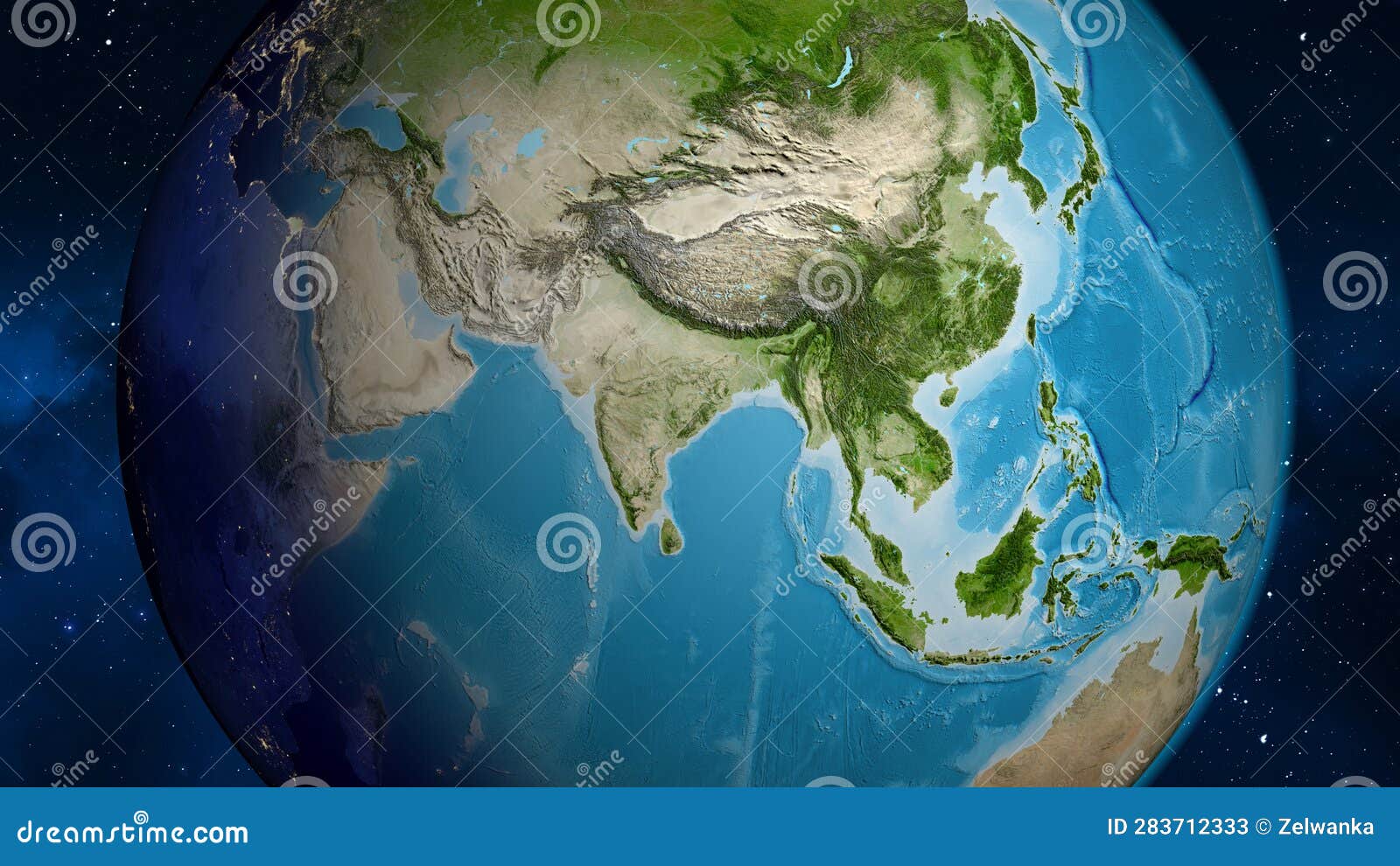 Globe Centered on India. Satellite Map Stock Illustration ...