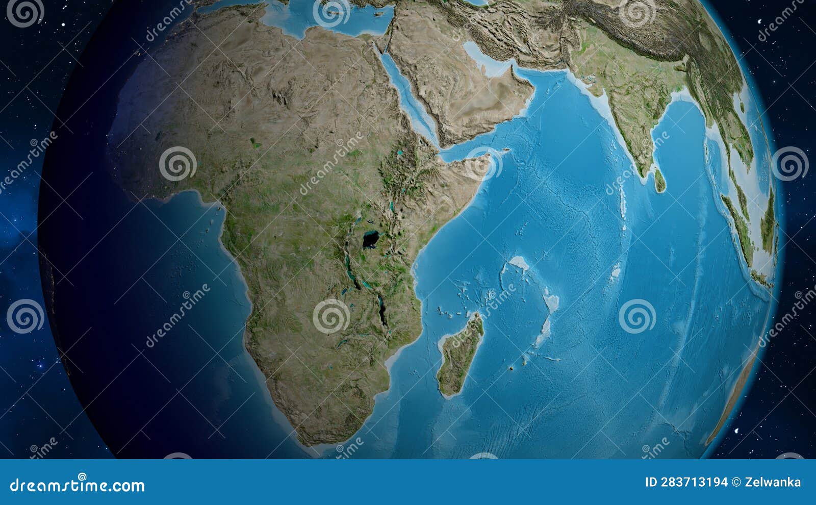 Globe Centered on Kenya. Satellite Map Stock Illustration ...