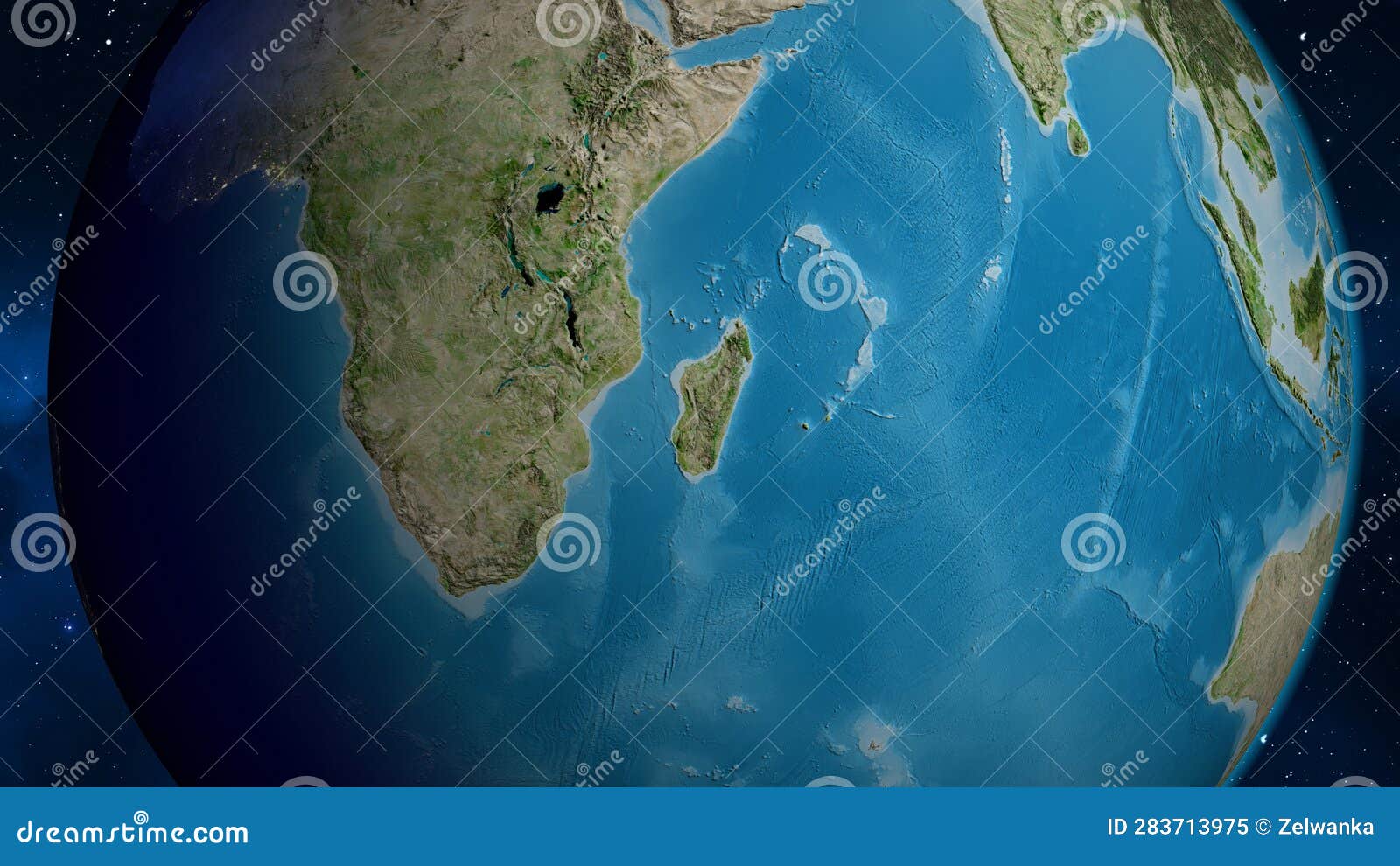 Globe Centered on Madagascar. Satellite Map Stock Illustration ...