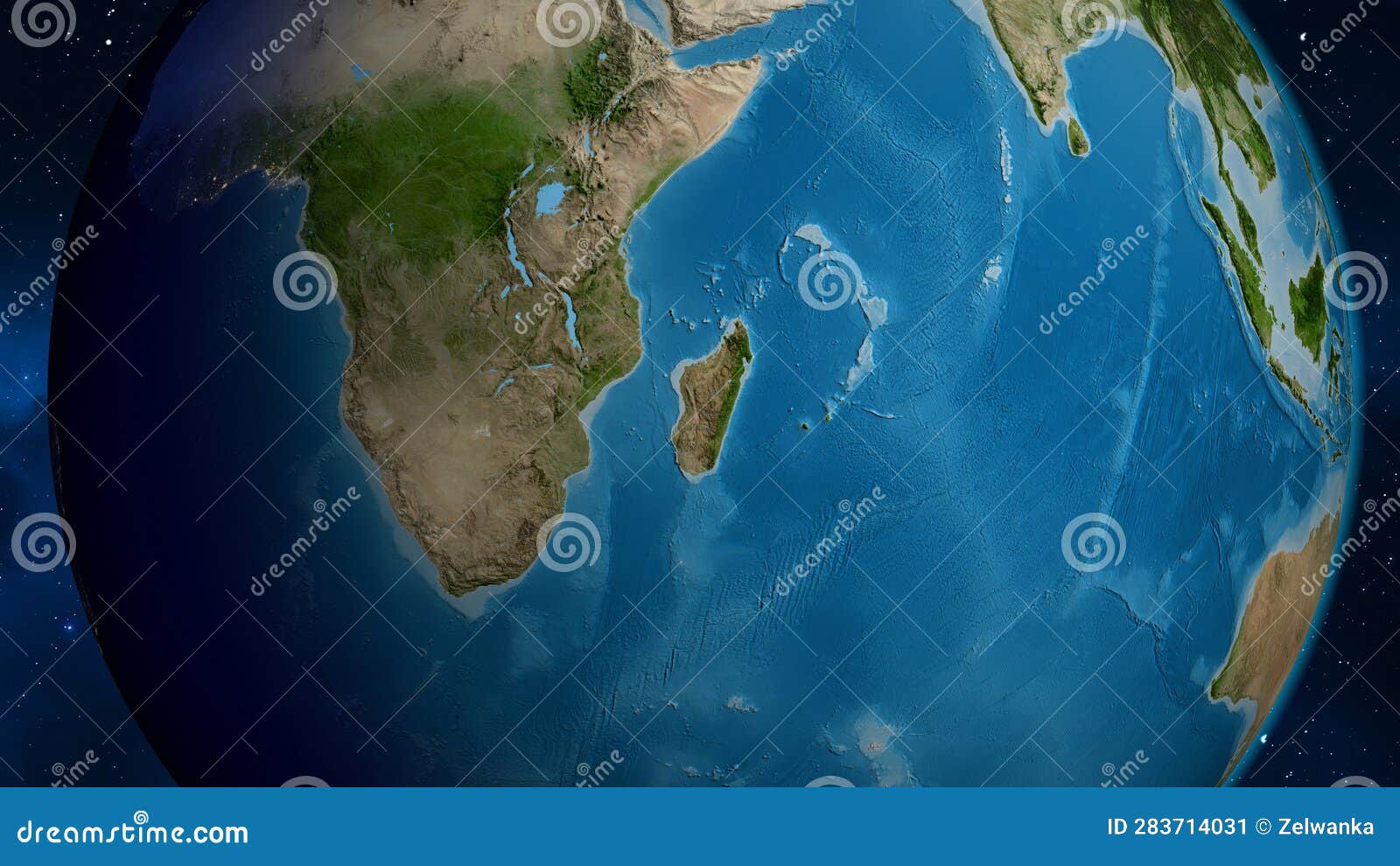Globe Centered on Madagascar. Satellite Map Stock Illustration ...