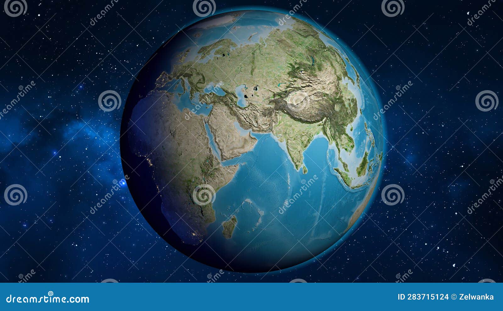 Globe Centered on Oman. Satellite Map Stock Illustration - Illustration ...