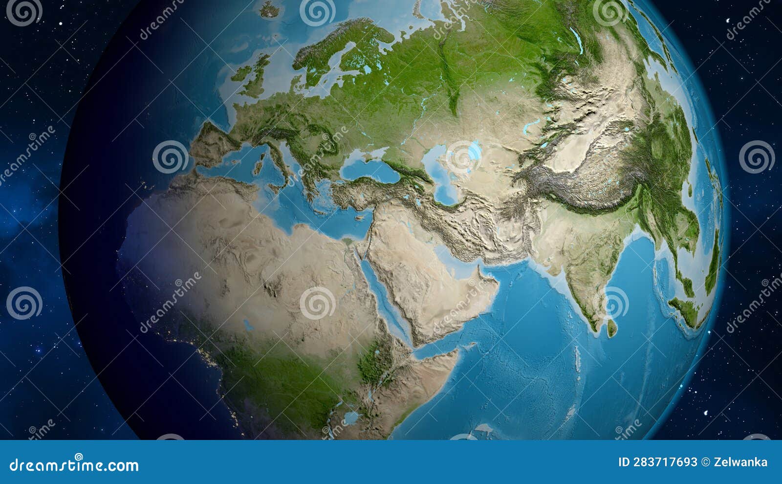 Globe Centered on Syria. Satellite Map Stock Illustration ...