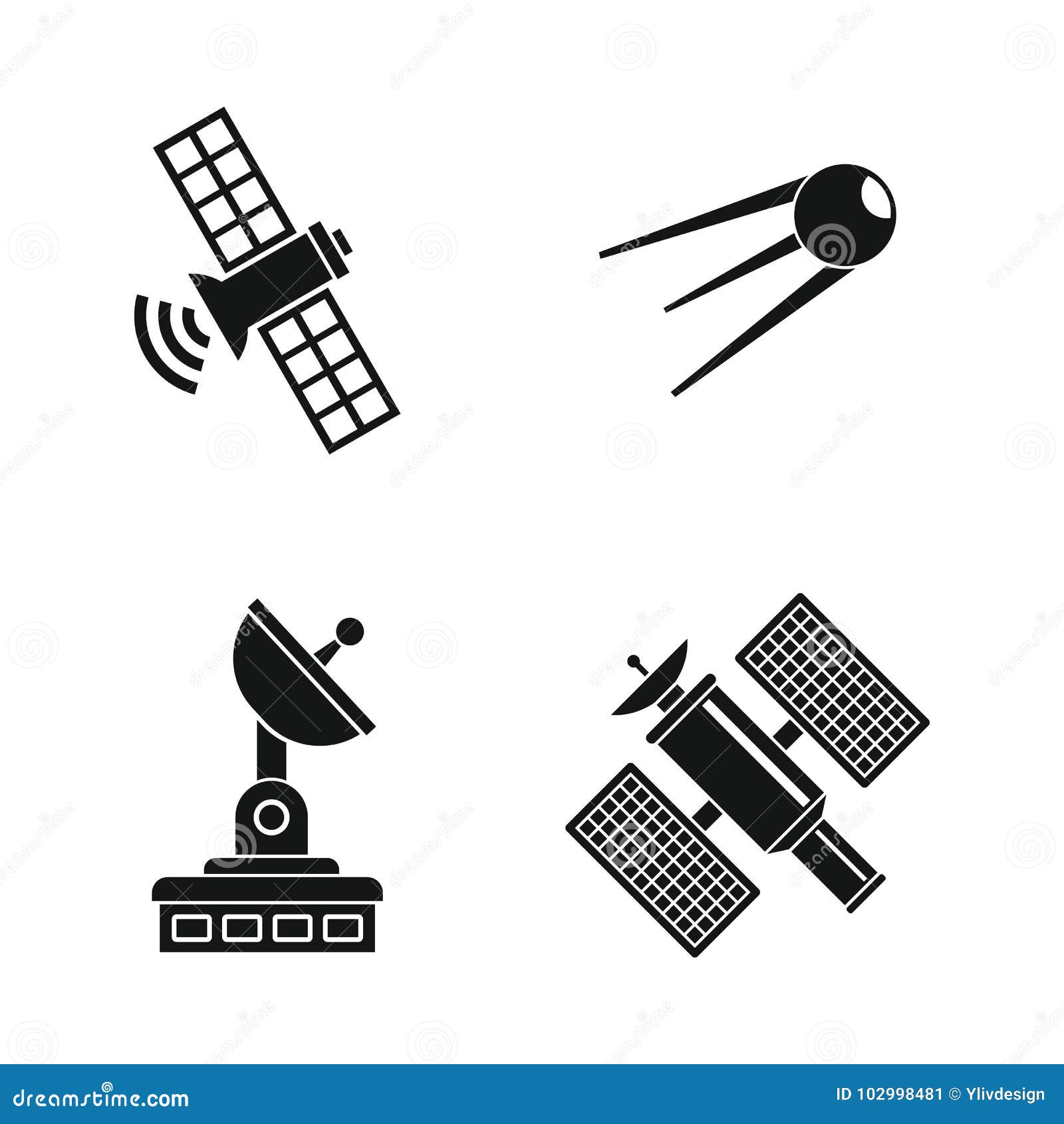 Satellite Icon Set, Simple Style Stock Vector - Illustration of phone ...