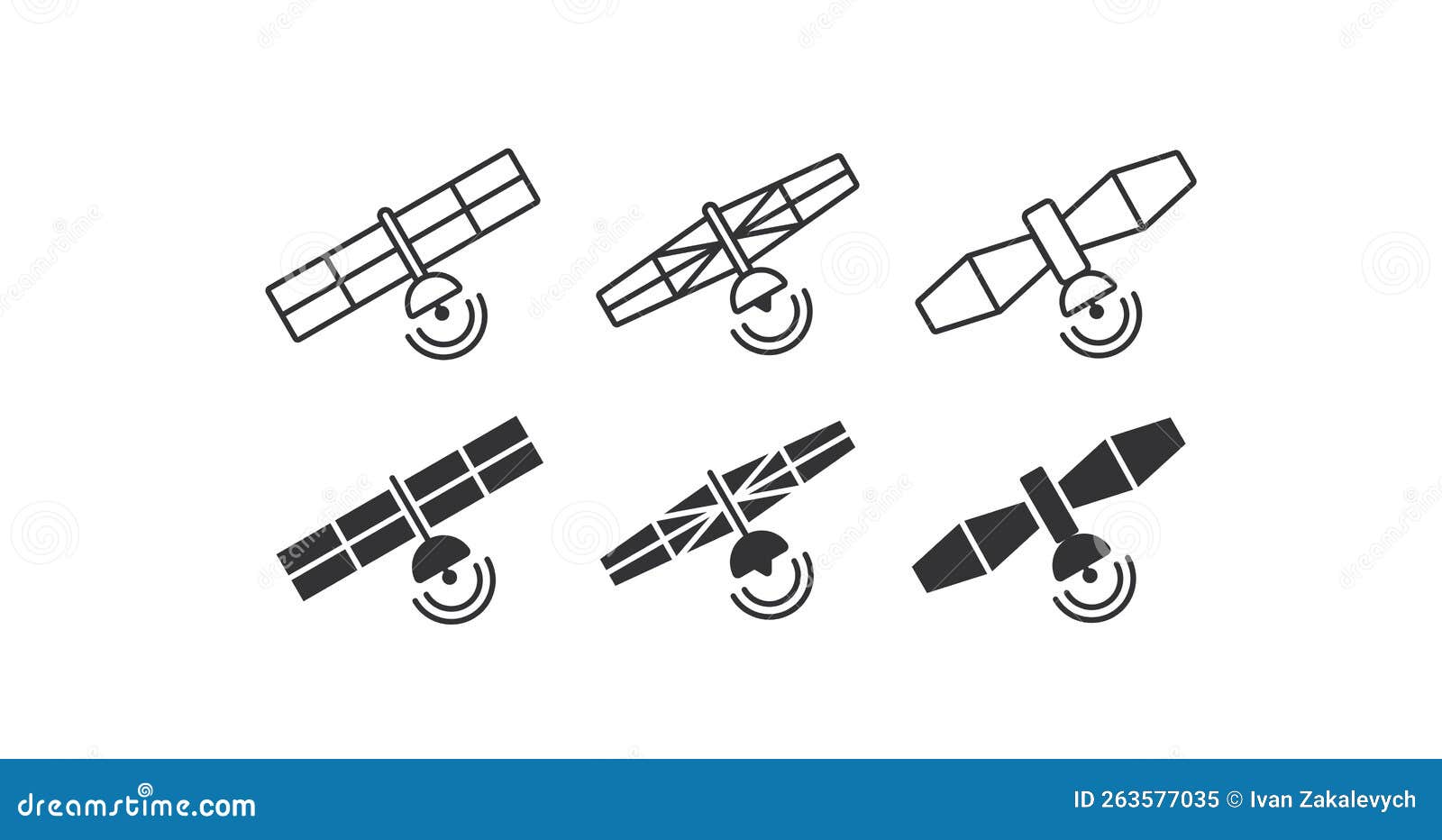 Satellite Icon Set. Space Antenna Illustration Symbol. Wireless Connect ...