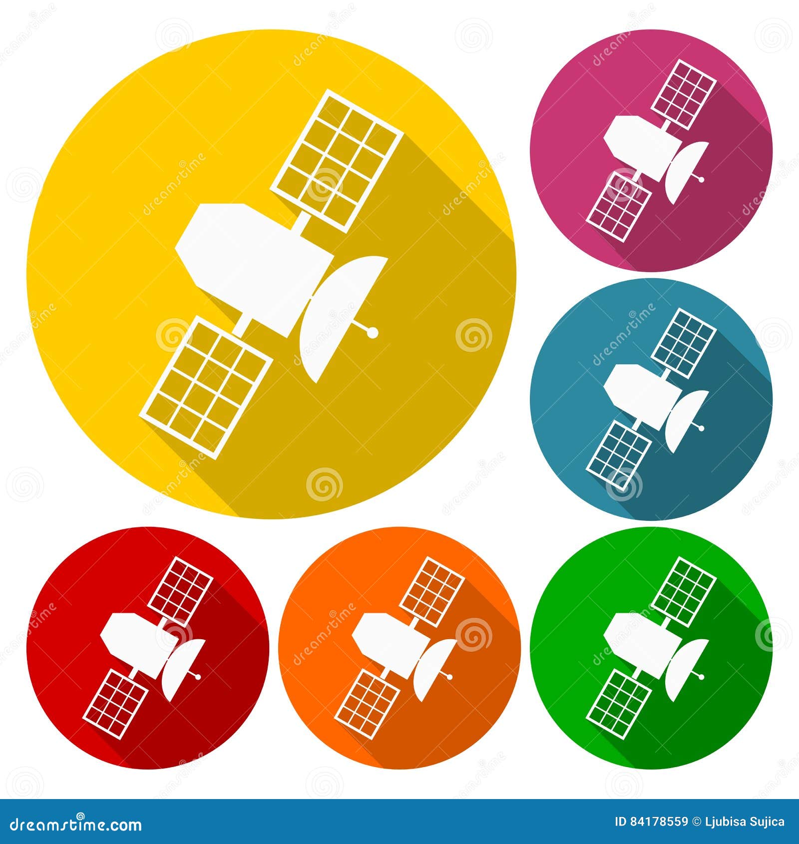 Satellite icons set stock illustration. Illustration of machine - 84178559