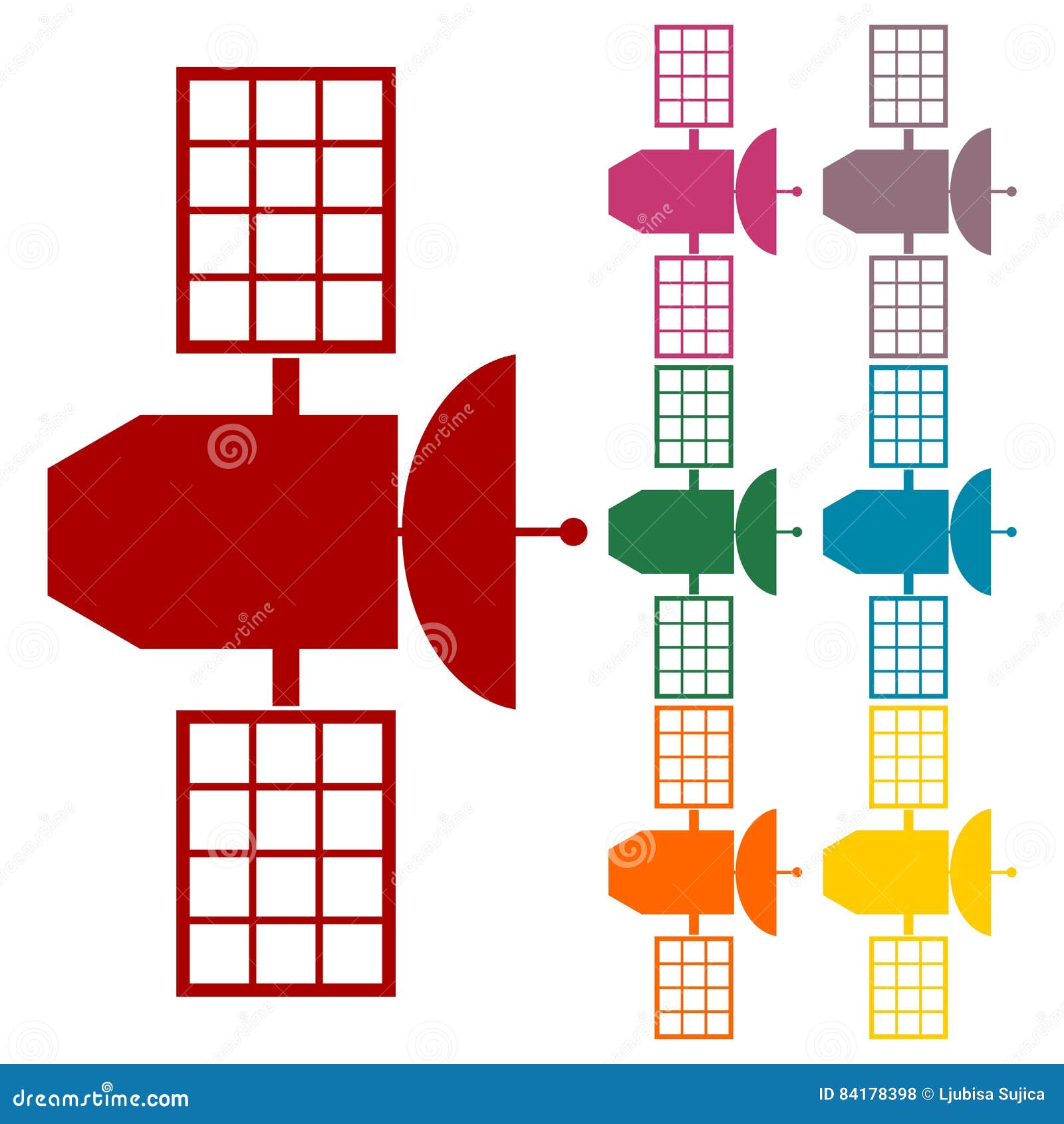 Satellite icons set stock vector. Illustration of panel - 84178398