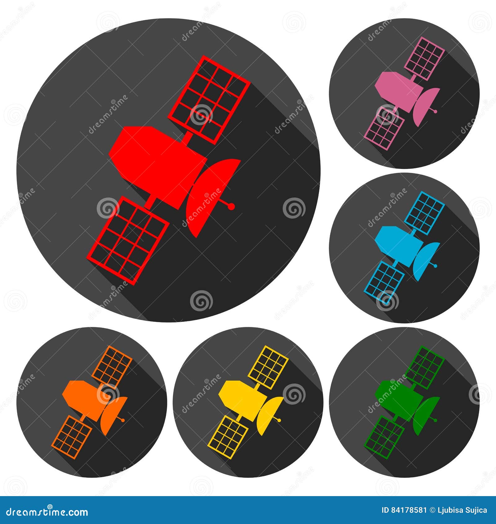Satellite icons set stock vector. Illustration of modern - 84178581