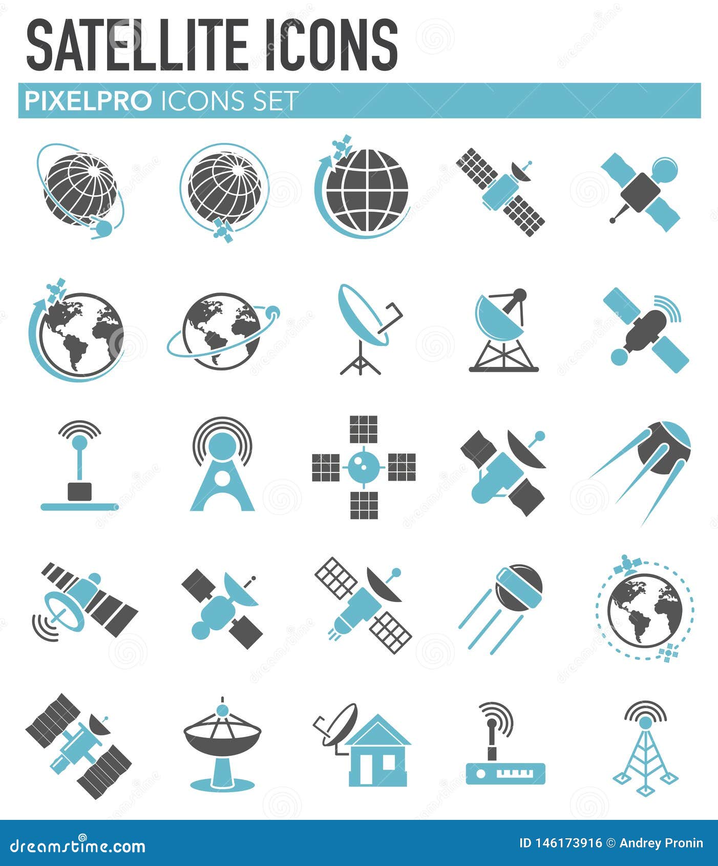 Satellite Icons Set on White Background for Graphic and Web Design ...