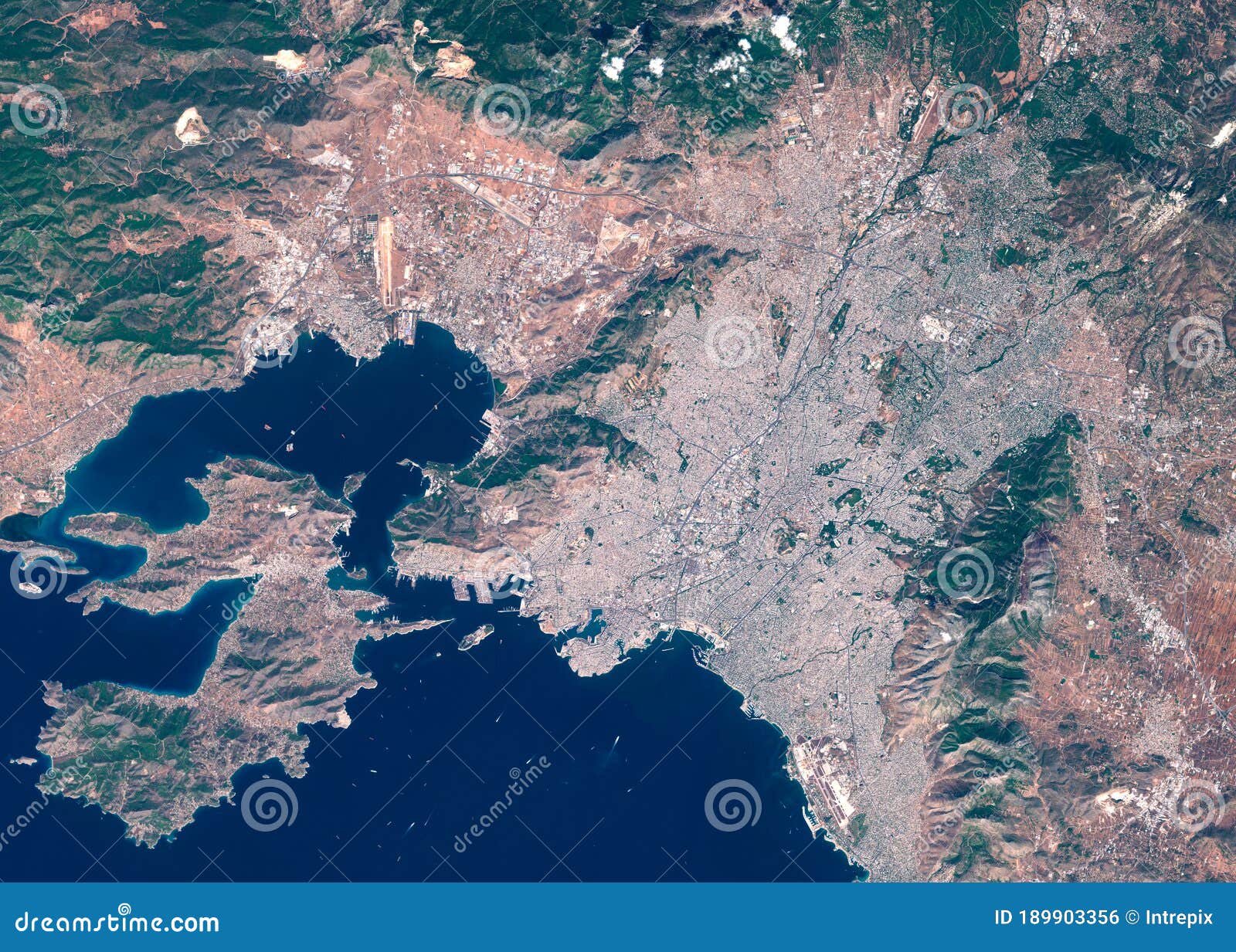 Satellite Image of Athens, Greece Stock Photo - Image of environment ...