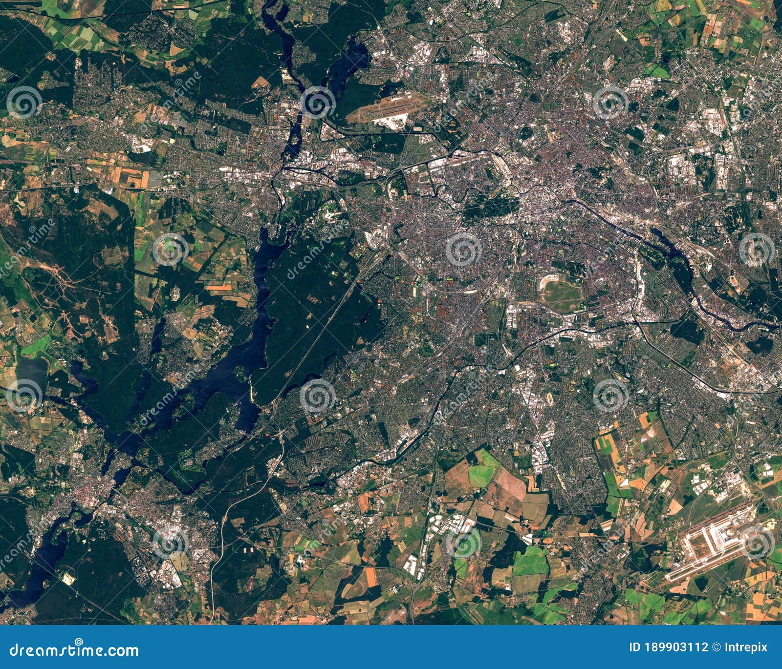 Satellite Image of Berlin and Potsdam, Germany Stock Photo - Image of ...