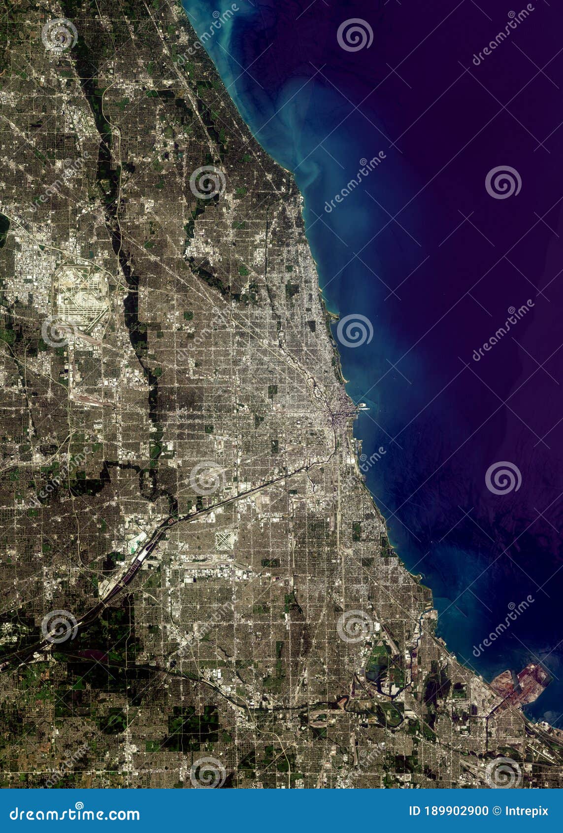 Satellite Image of Chicago, USA Stock Photo - Image of environment ...