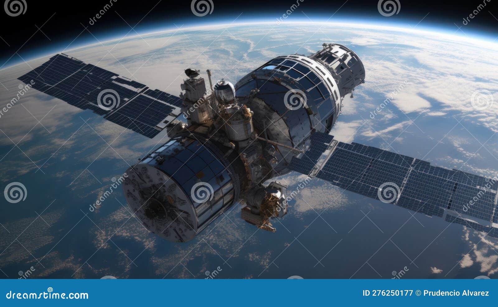 Satellite Image Flying Over the Planet Earth Stock Illustration ...