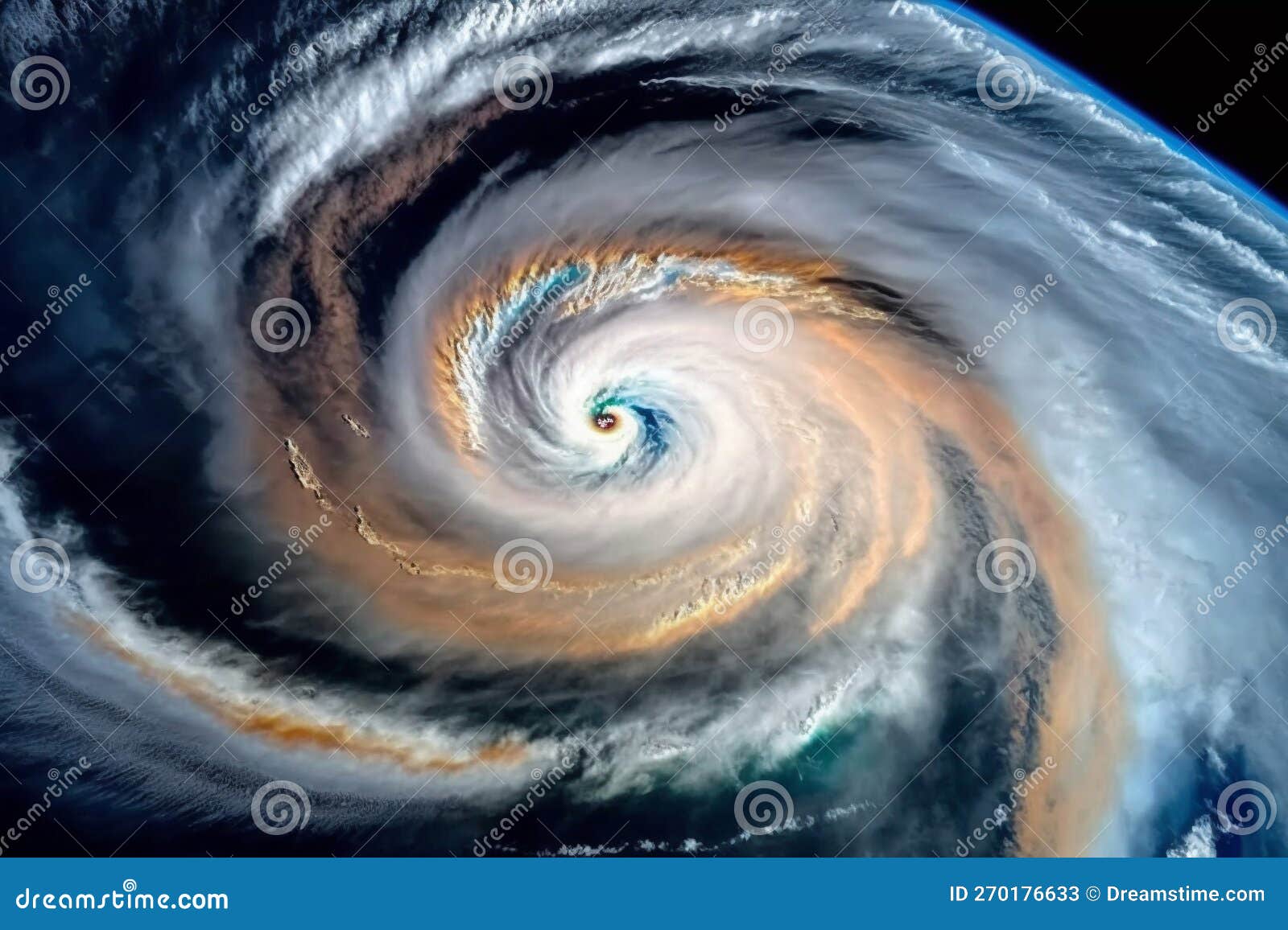 Giant Hurricane Seen from the Space Stock Illustration - Illustration ...